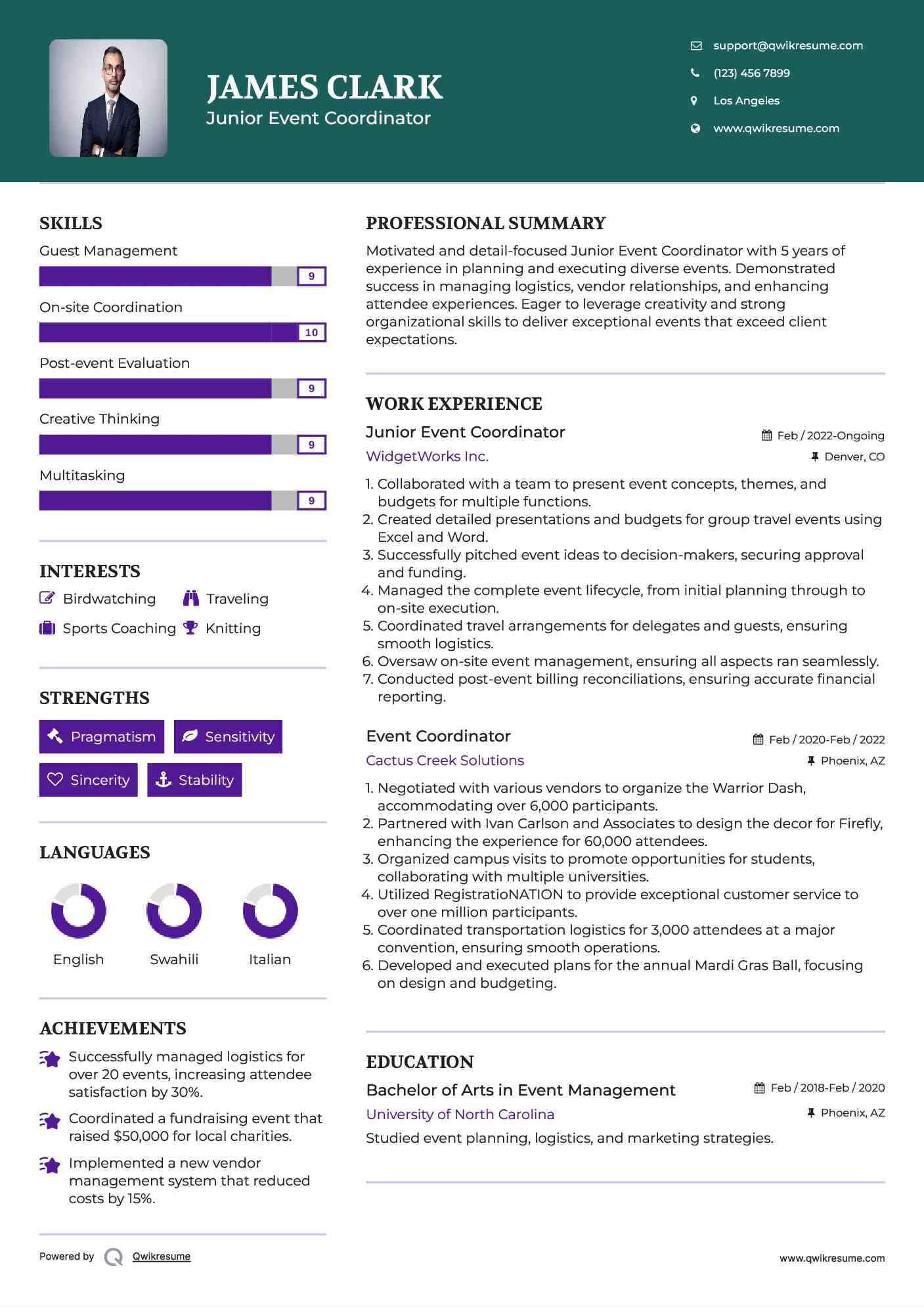 Event Coordinator Resume Samples QwikResume