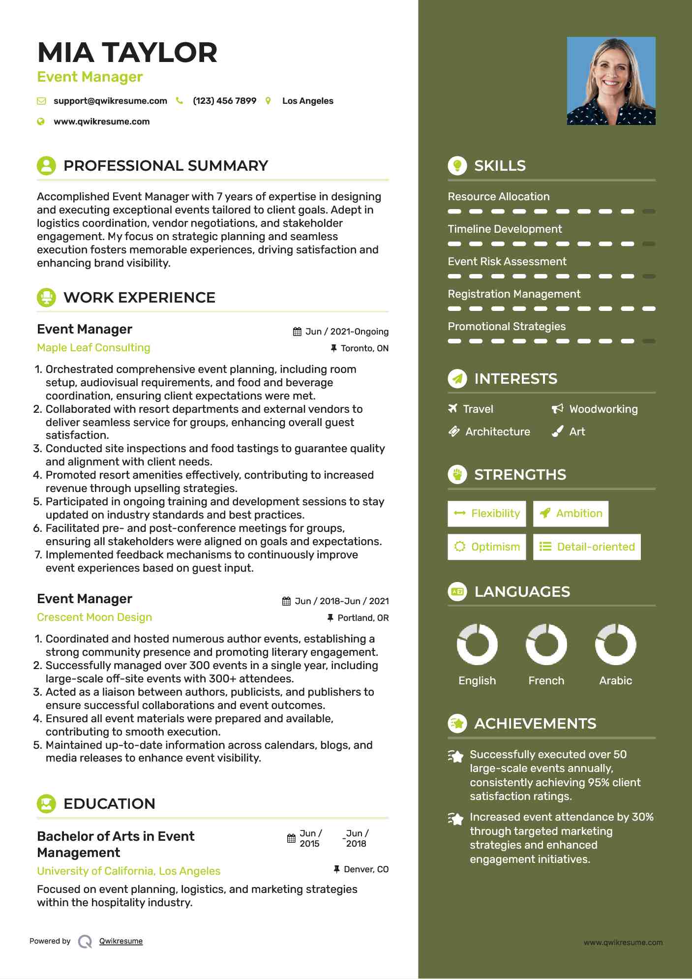 Event Manager Resume Samples QwikResume