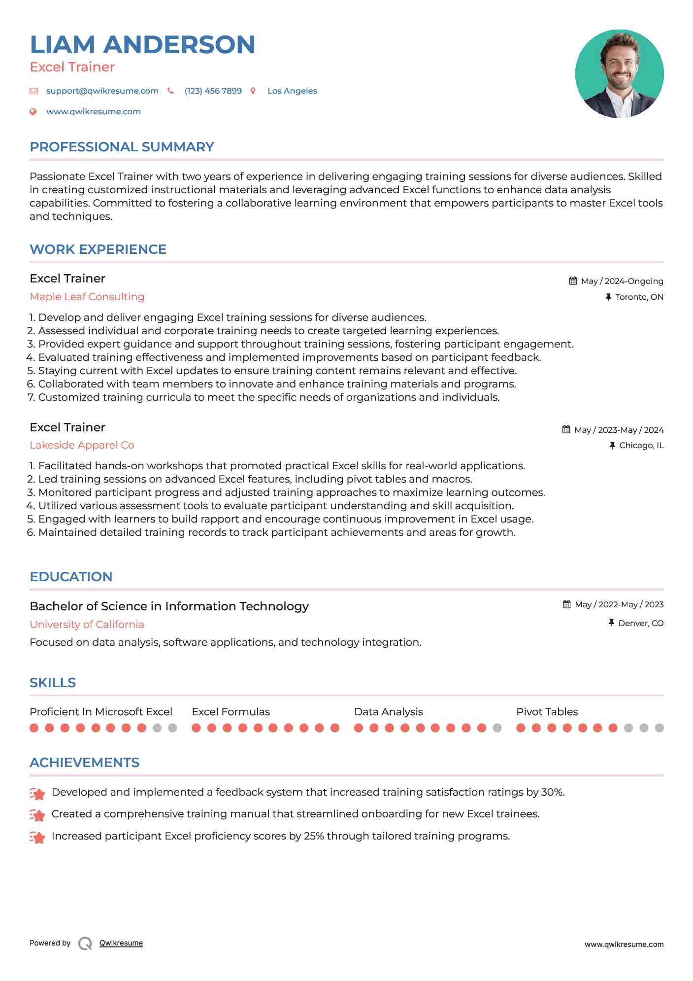 10 Excel Trainer Resume Samples And Templates For 2025