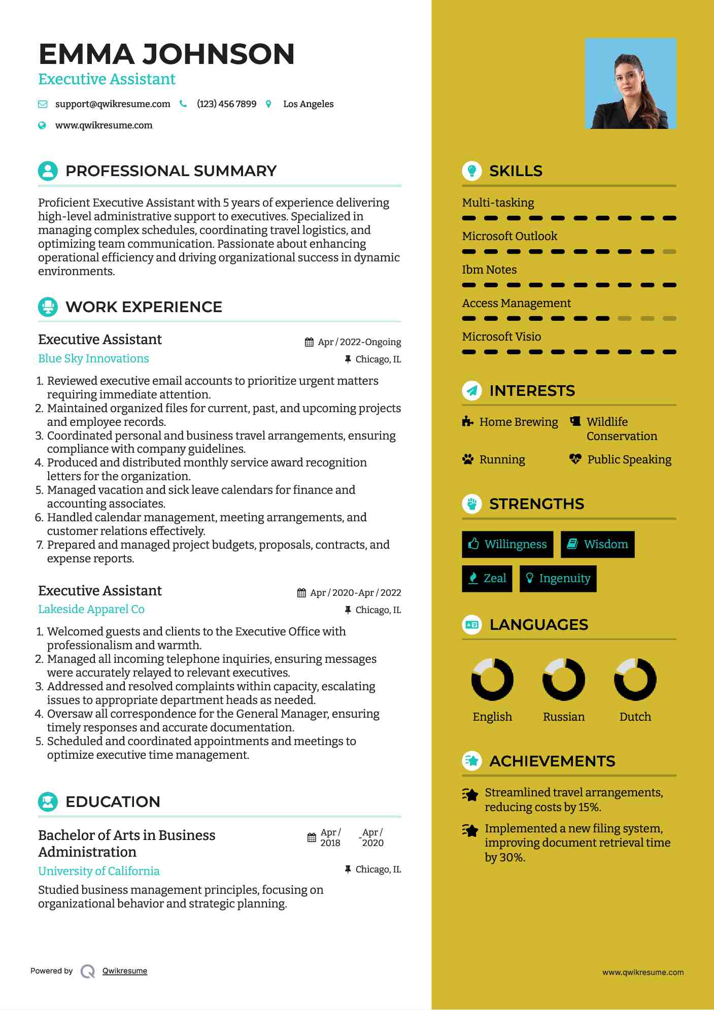 Executive Assistant Resume Samples QwikResume