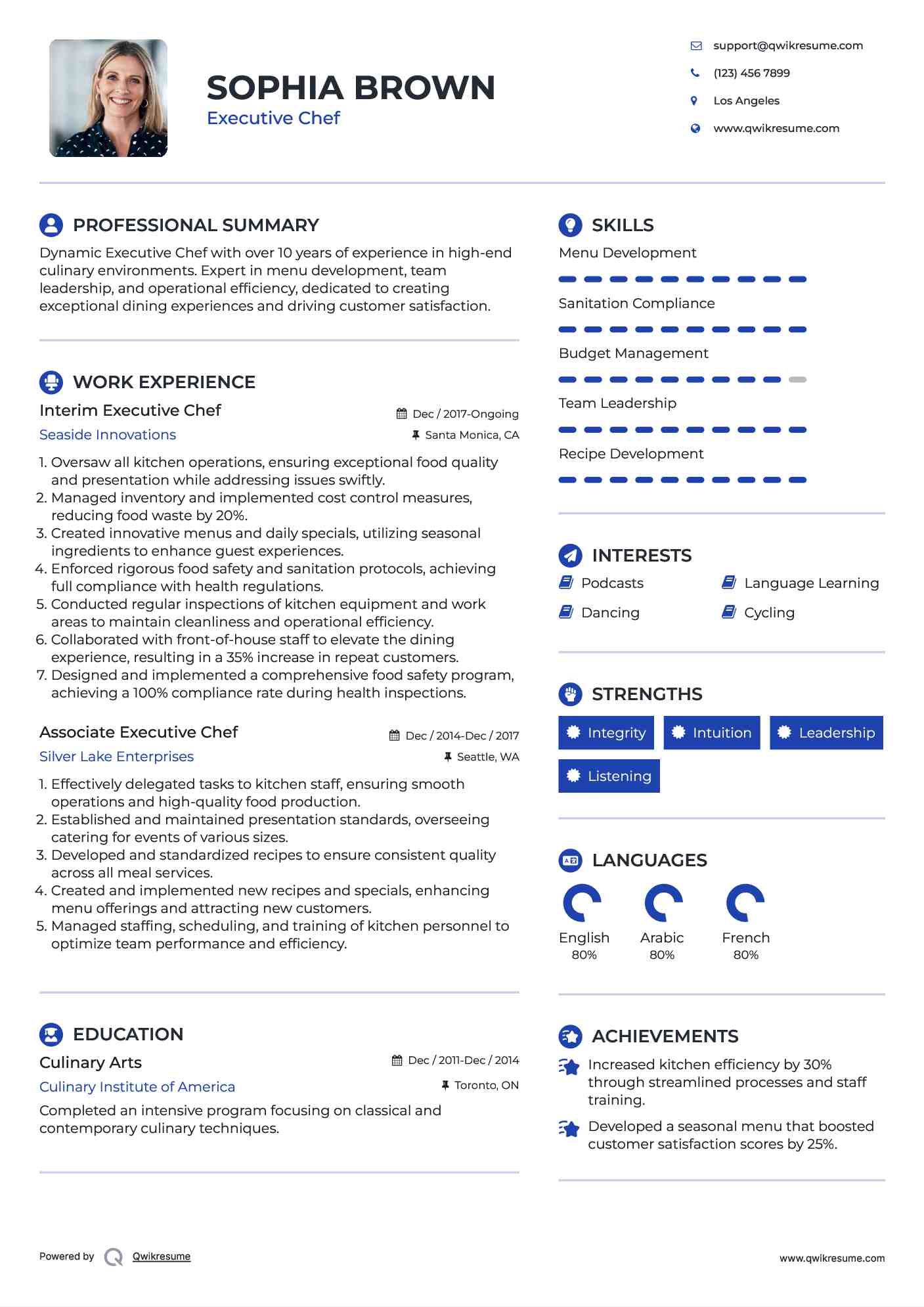 Executive Chef Resume Samples QwikResume