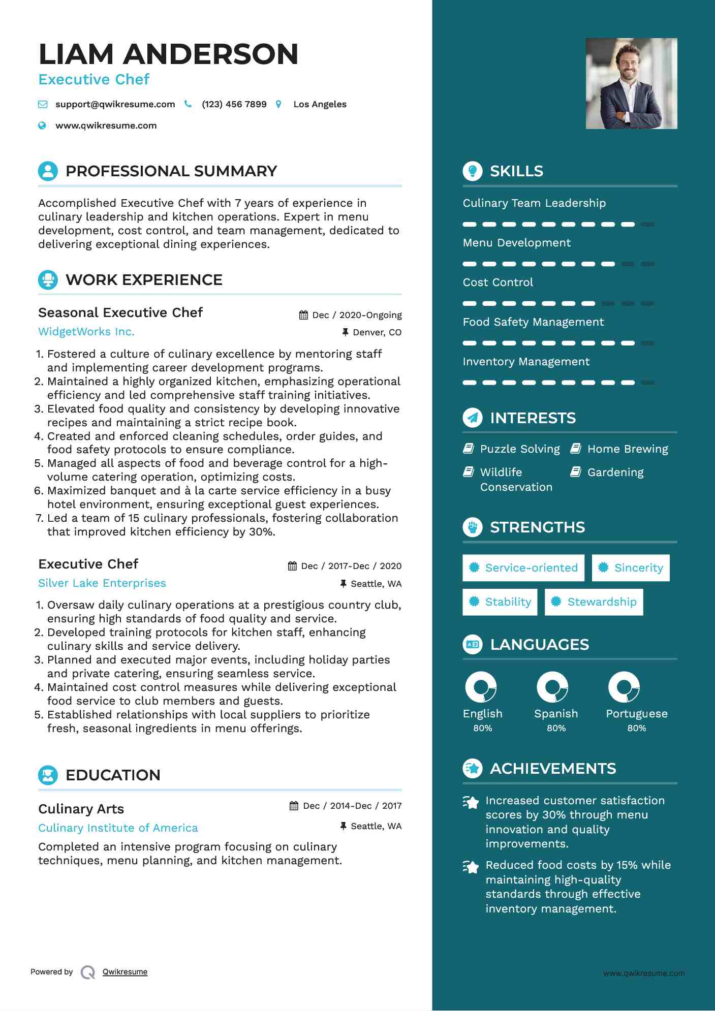 Executive Chef Resume Samples QwikResume