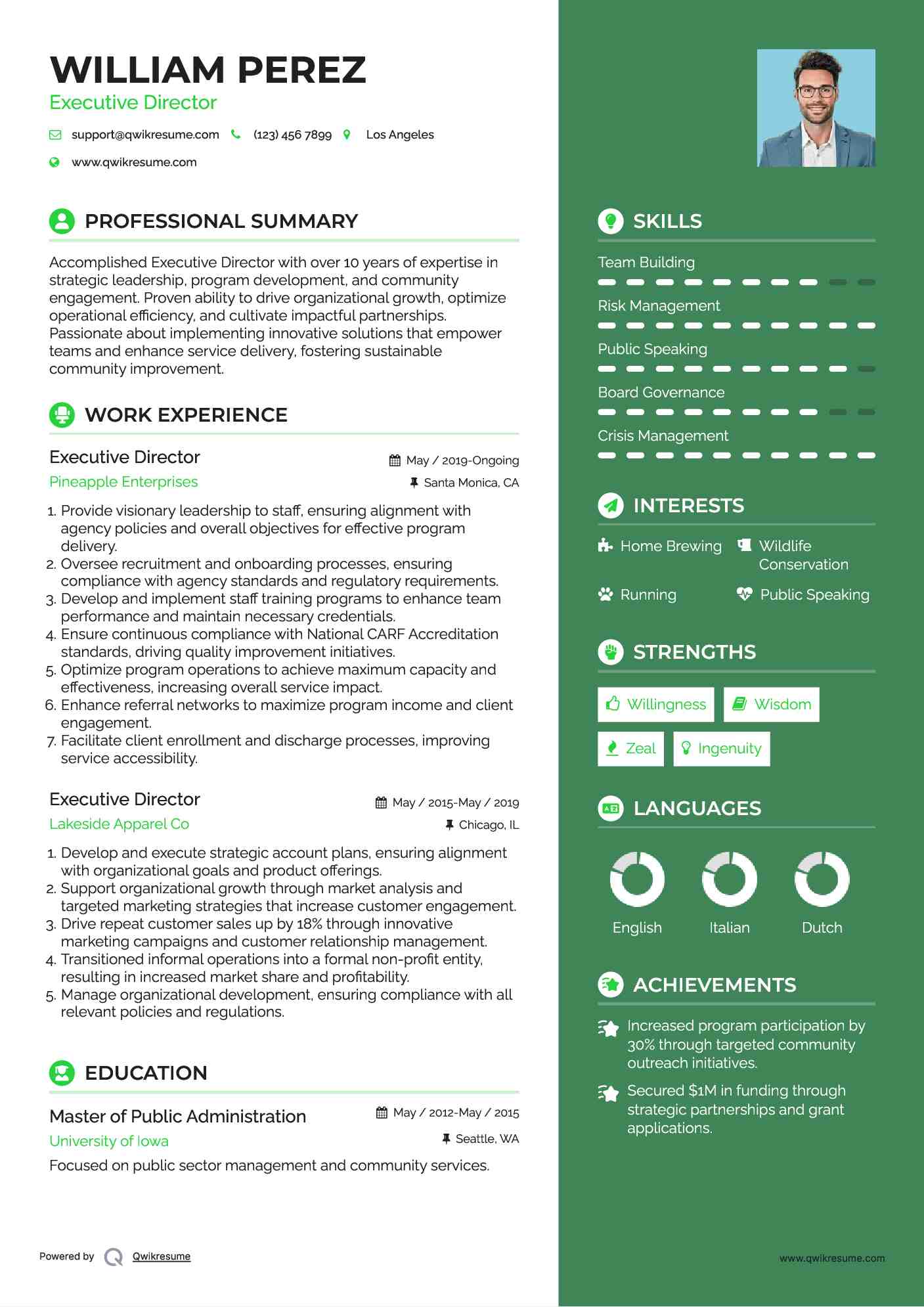 Executive Director Resume Samples QwikResume