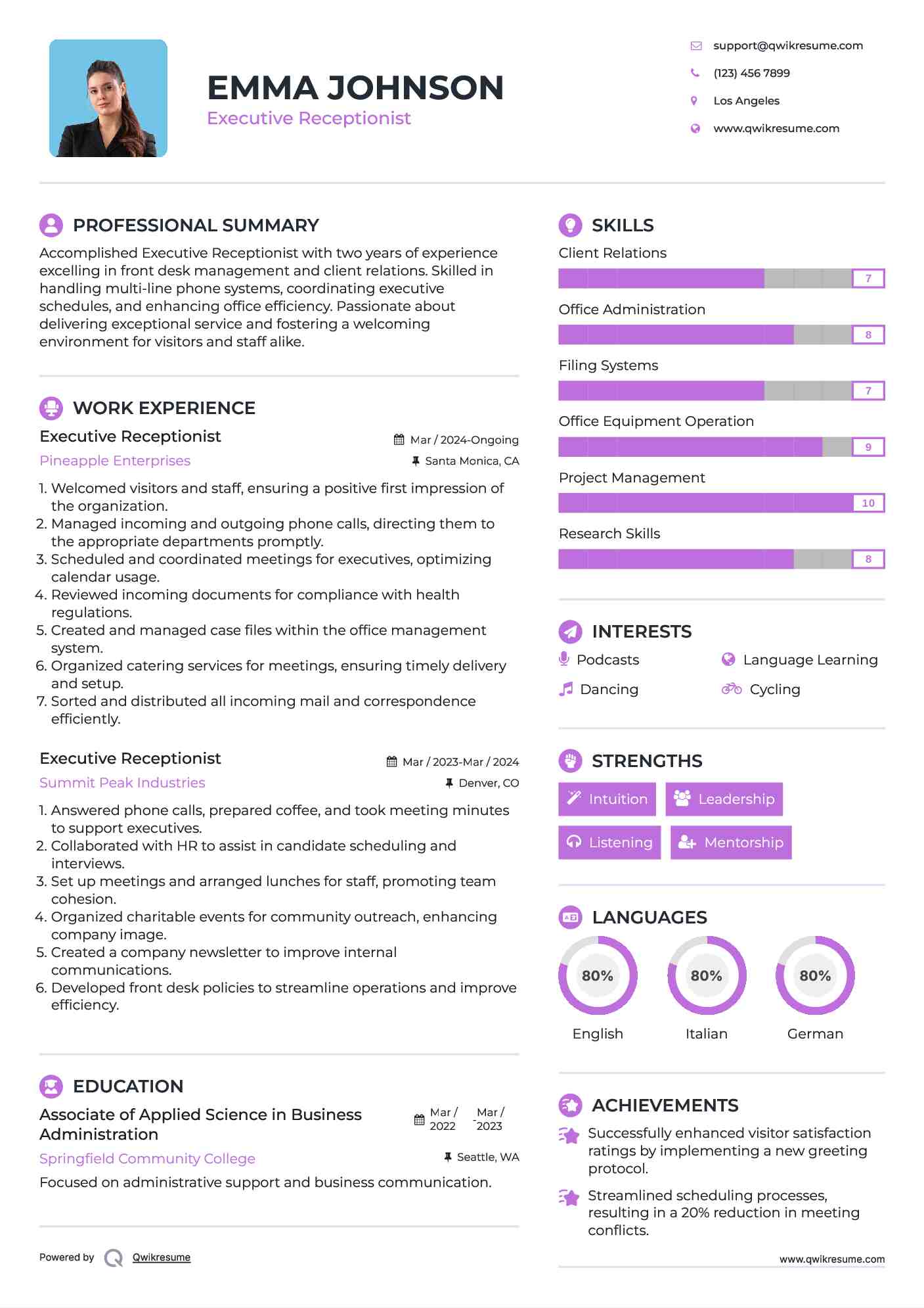 10+ Executive Receptionist Resume Samples & Templates For 2025