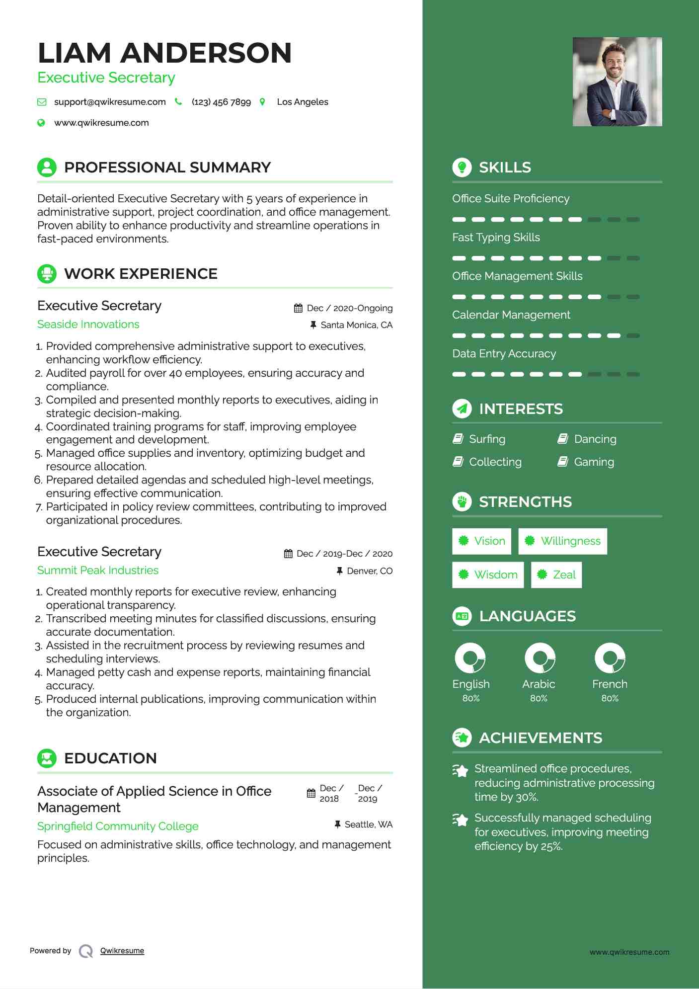Executive Secretary Resume Samples QwikResume