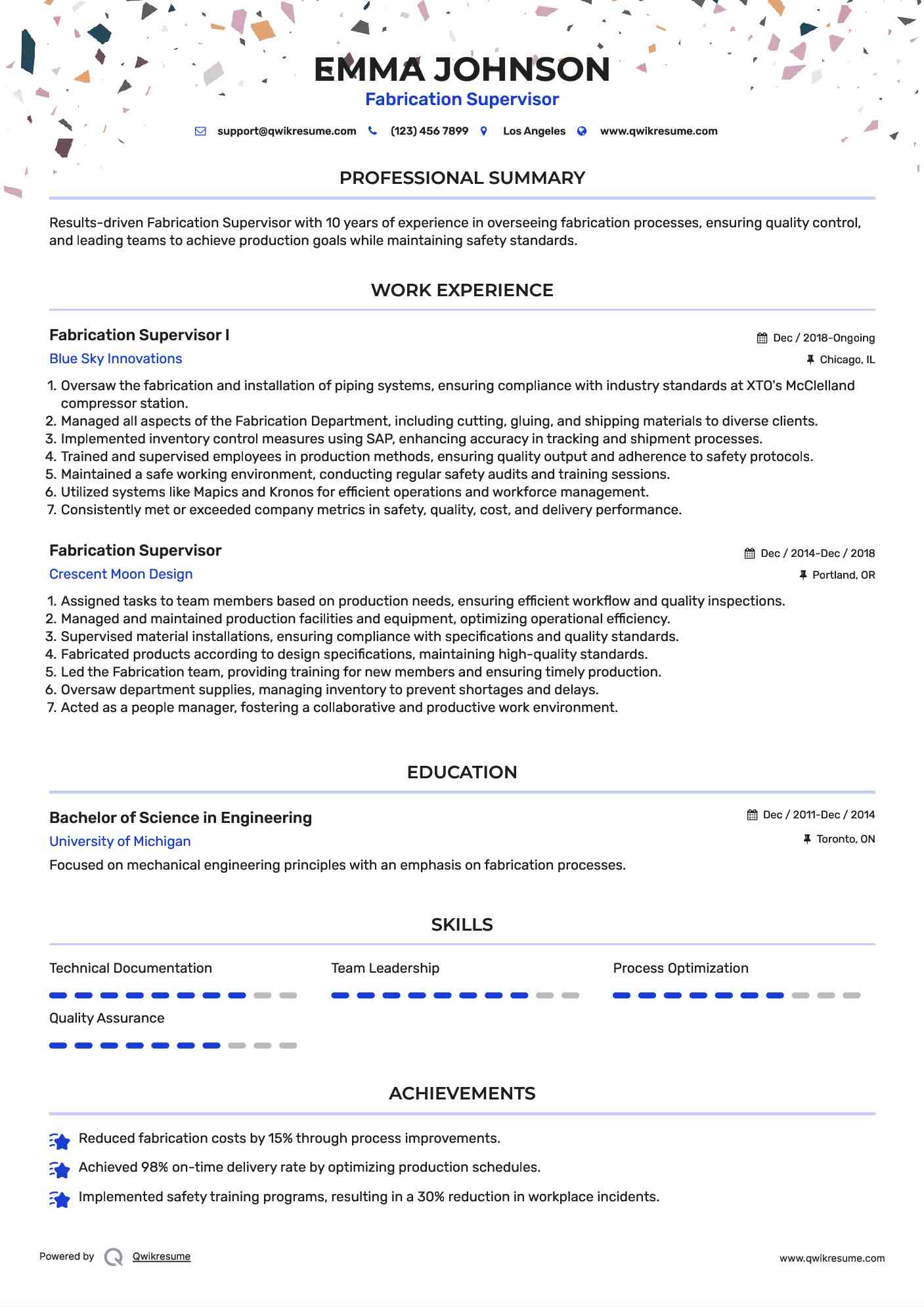 Fabrication Supervisor Resume Samples QwikResume fabrication-supervisor-resume-samples-qwikresume