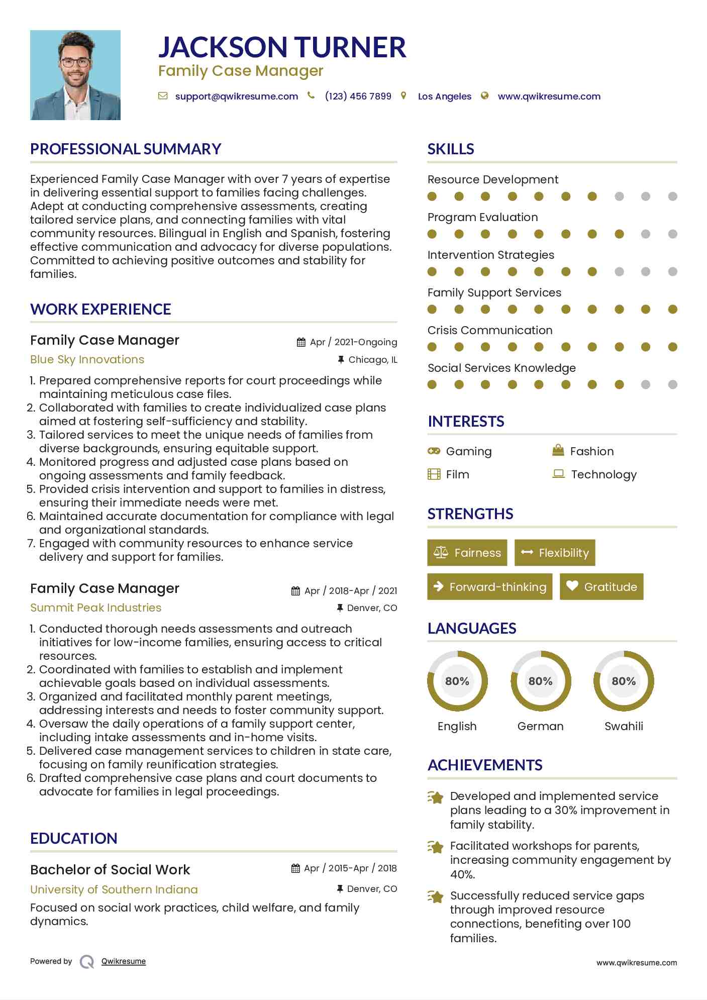 Family Case Manager Resume Samples QwikResume
