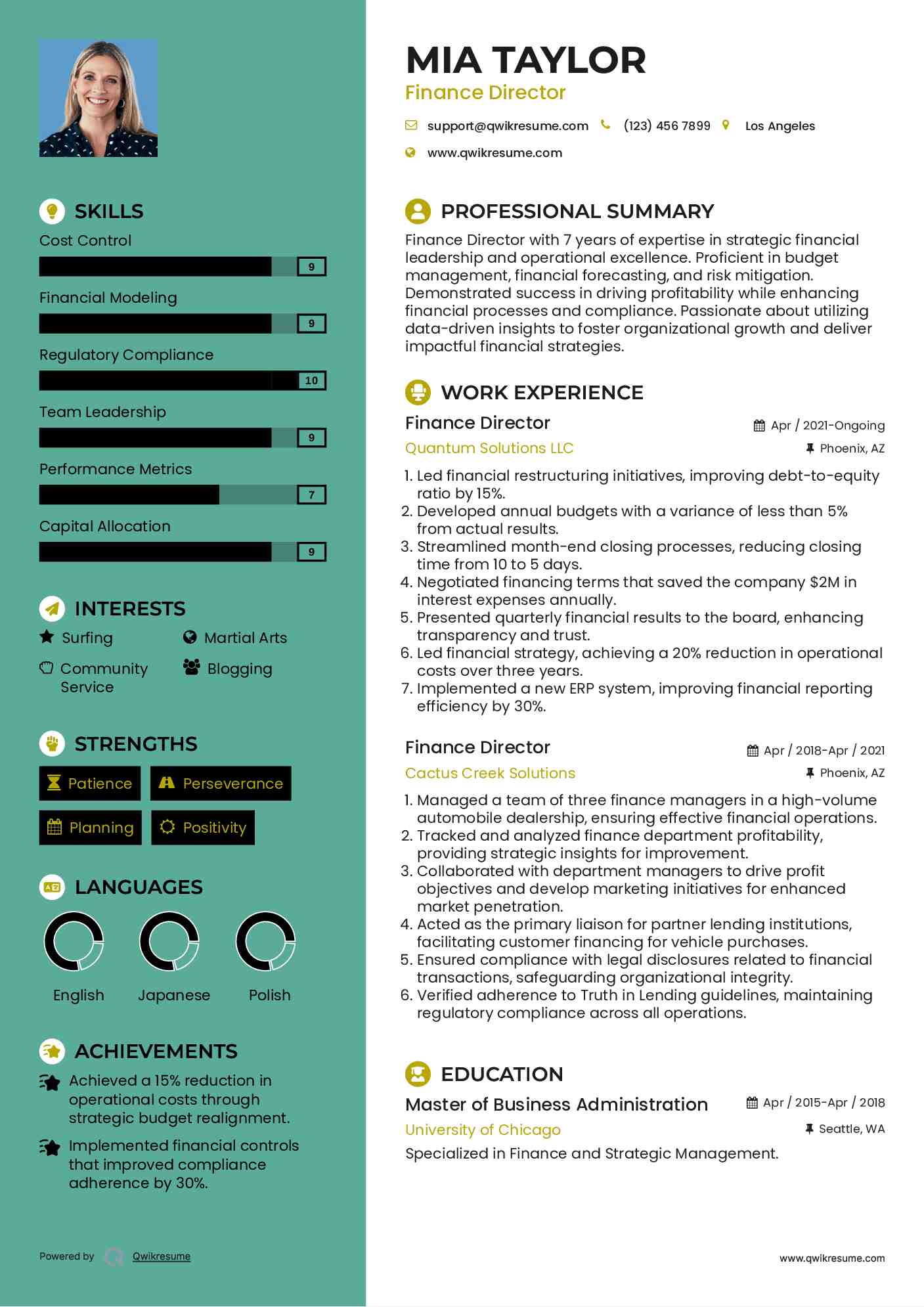 10+ Finance Director Resume Samples & Templates for 2025