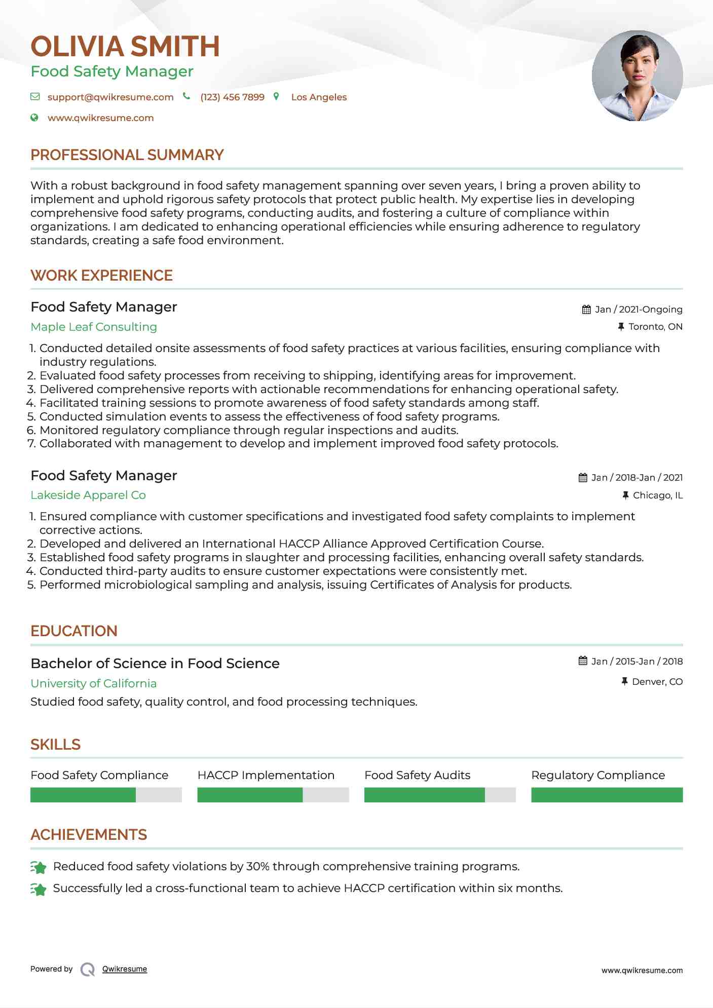 Food Safety Manager Resume Samples QwikResume Food Safety Manager Resume Samples QwikResume