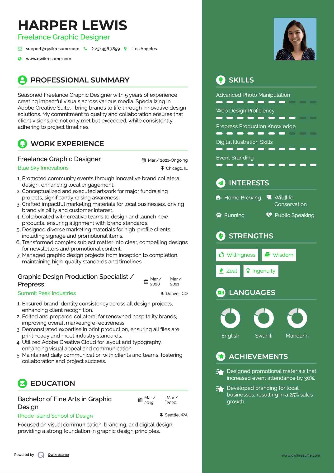 Freelance Graphic Designer Resume Samples QwikResume