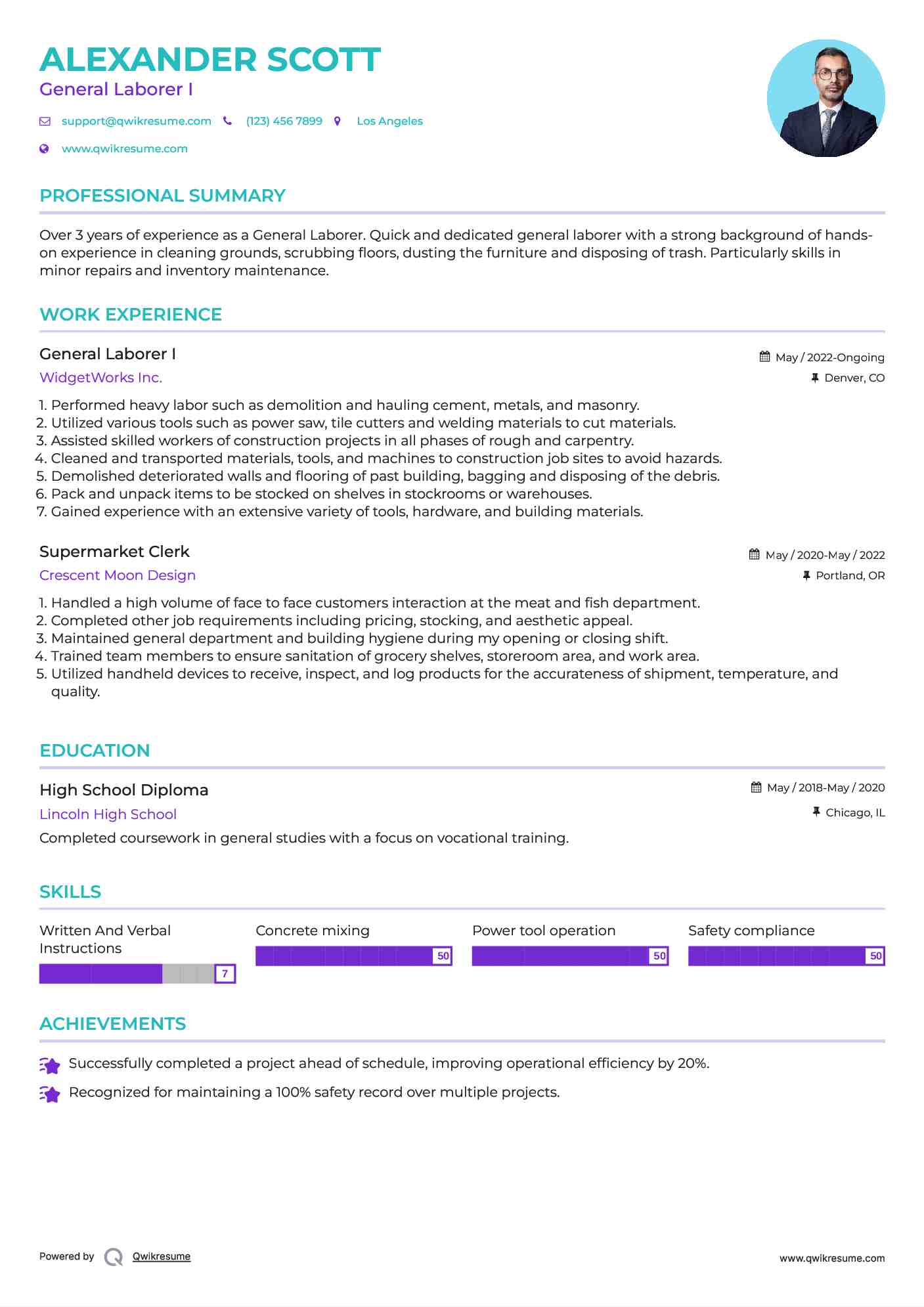 General Laborer Resume Samples QwikResume