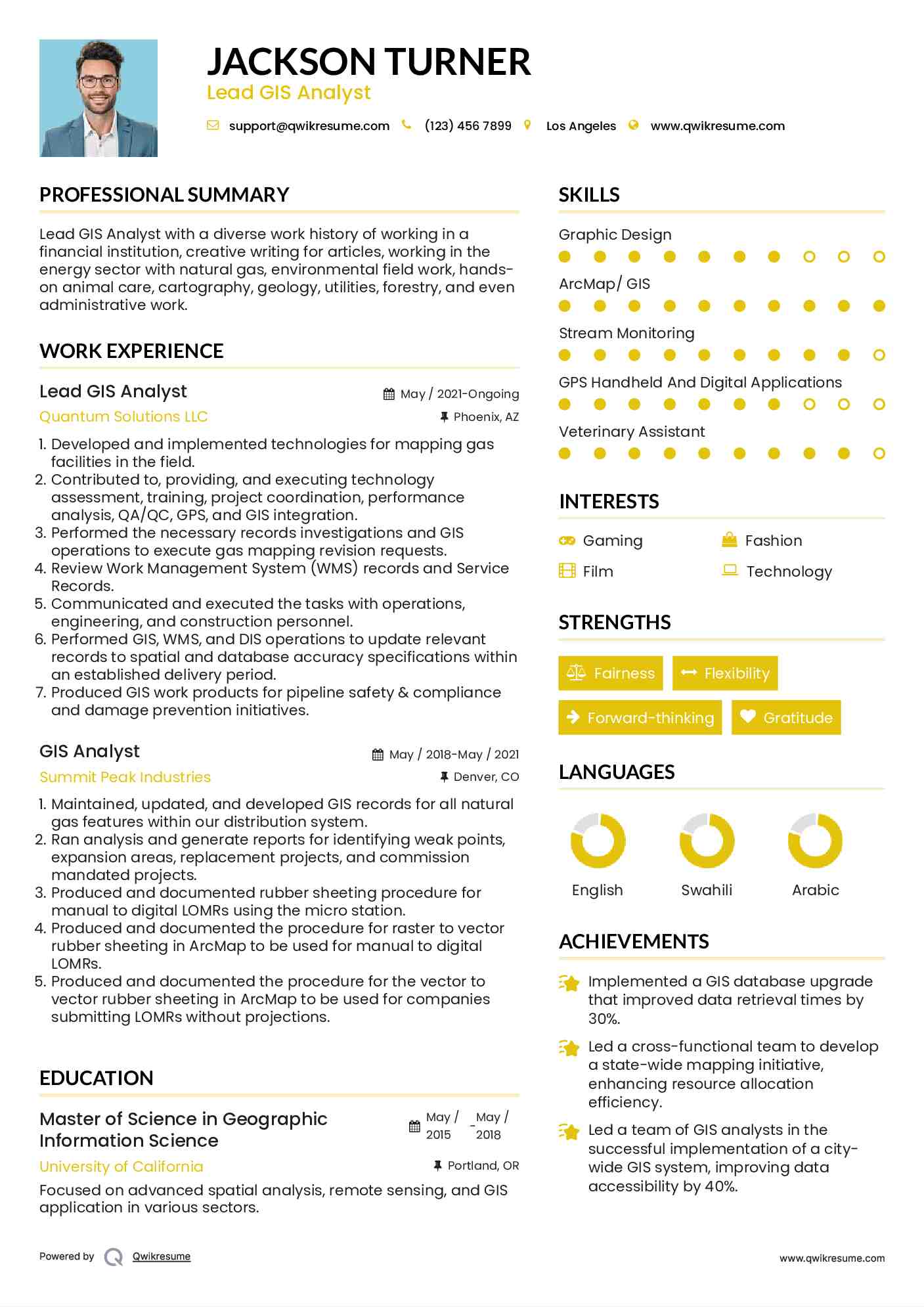 GIS Analyst Resume Samples QwikResume