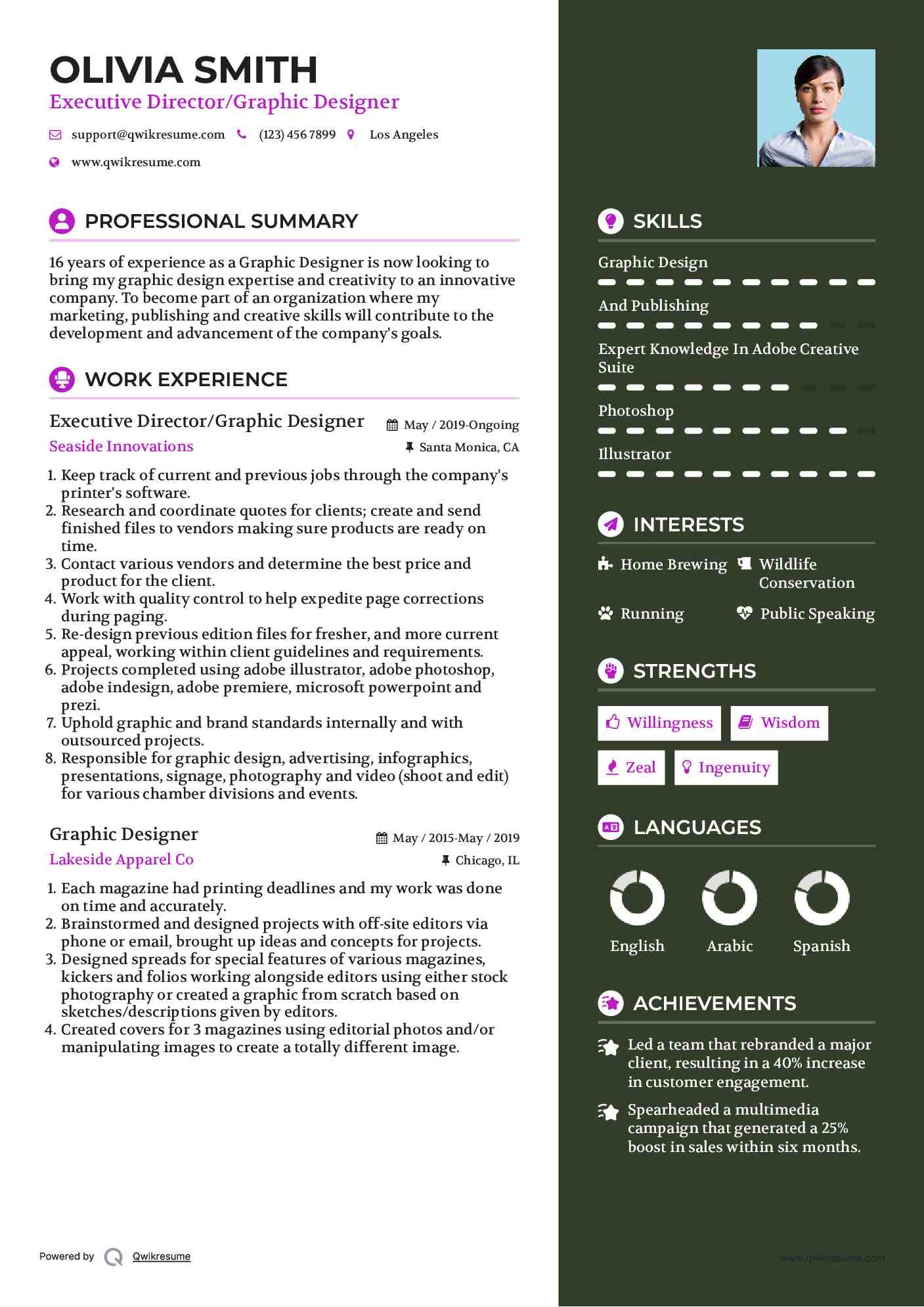 Graphic Designer Resume Samples QwikResume
