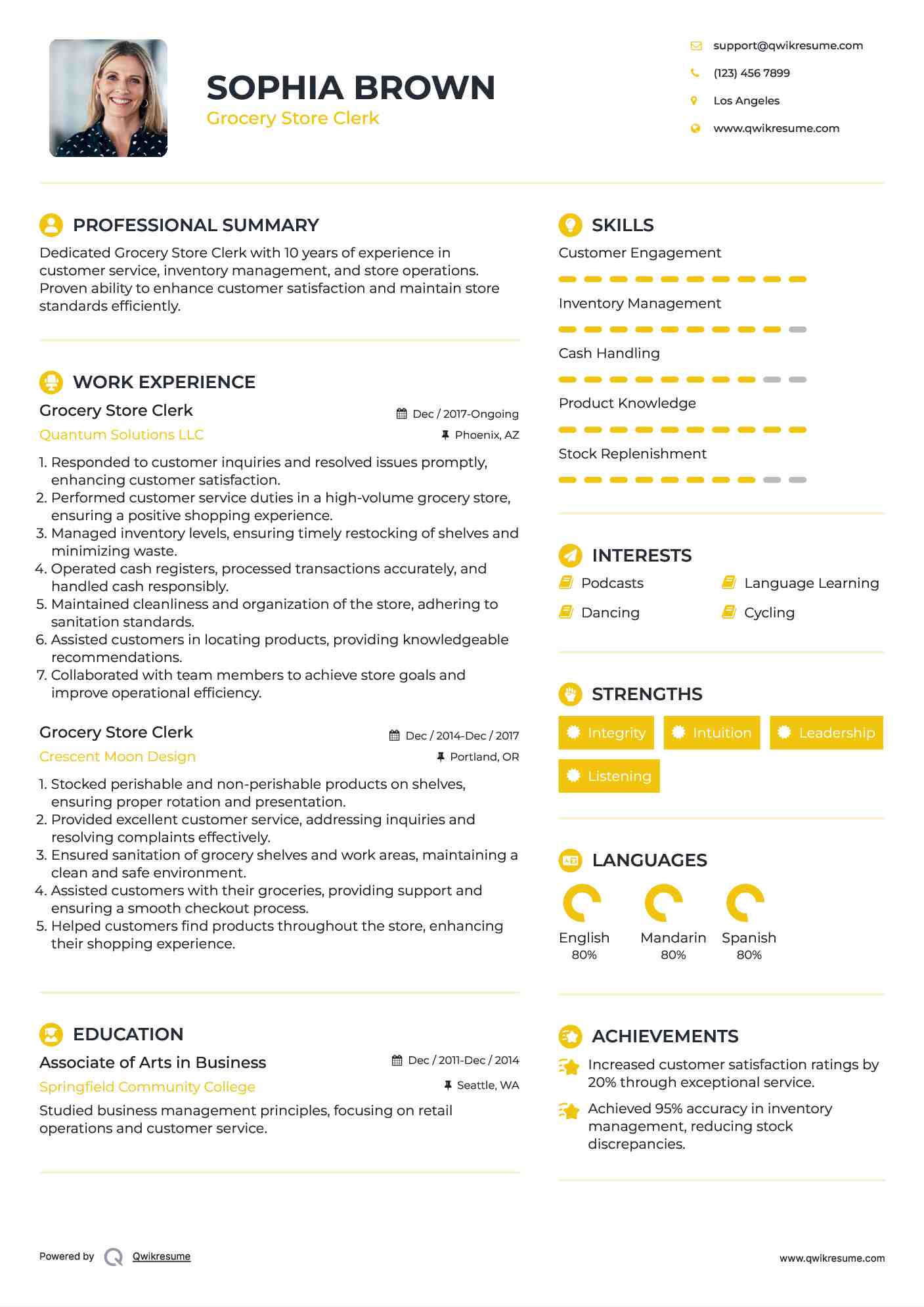 33 Resume Sample For Grocery Store Clerk Images Sample Factory Shop