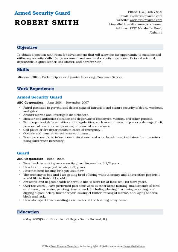 Sample Resume Security Guard Job Description Jobs For Security Guard