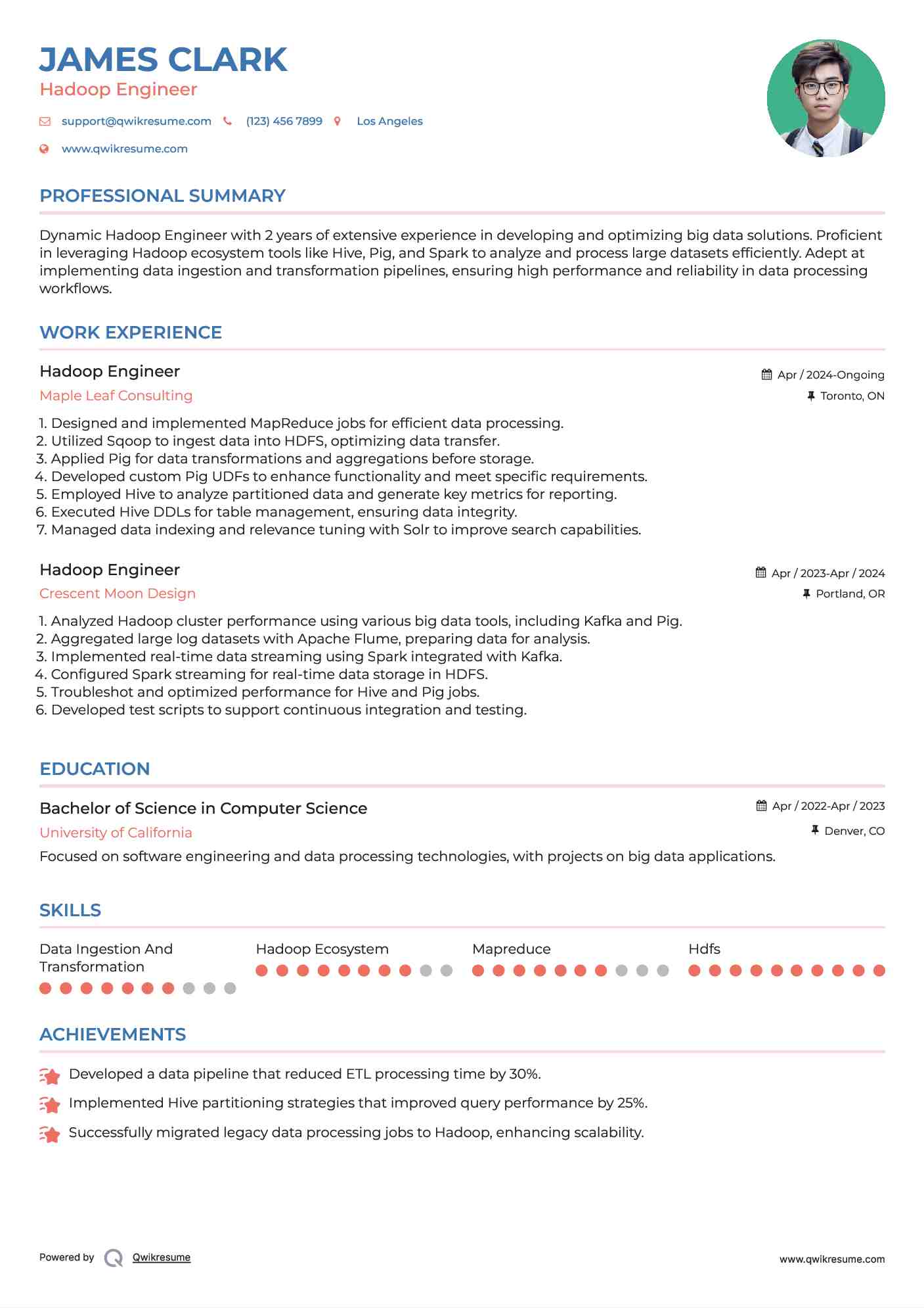 10 Hadoop Engineer Resume Samples And Templates For 2025 