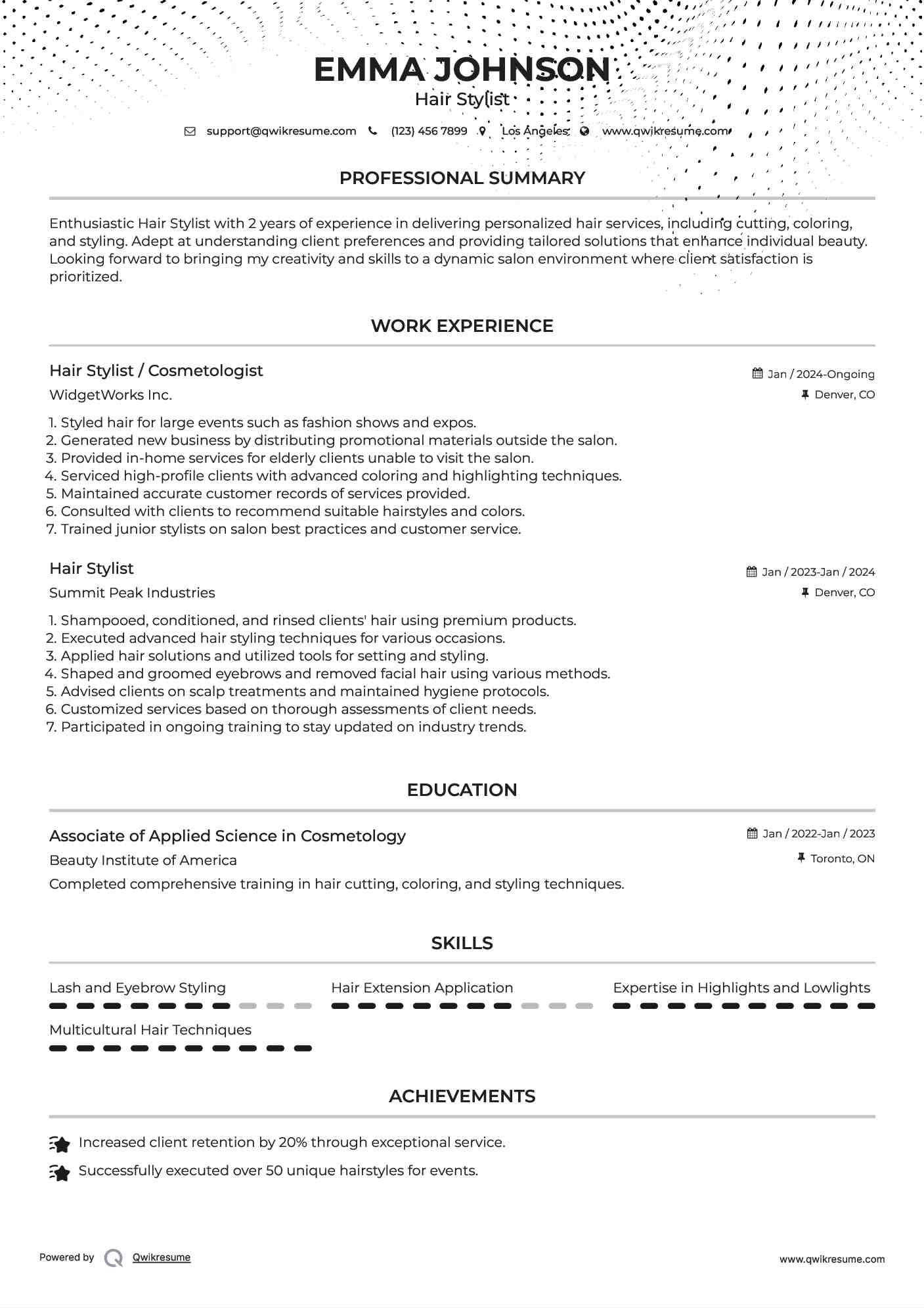 10+ Hair Stylist Resume Samples & Templates for 2025
