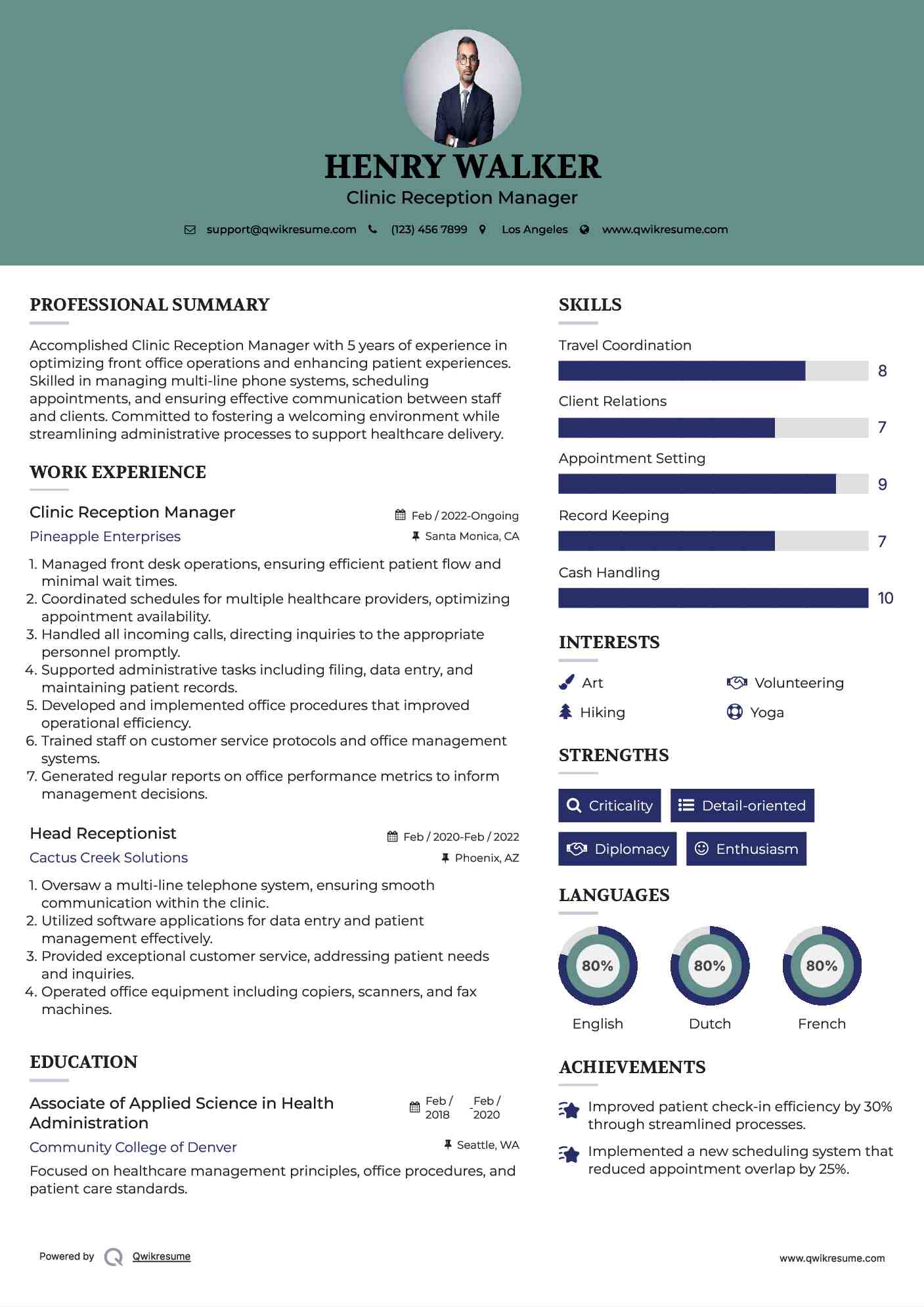 10+ Head Receptionist Resume Samples & Templates For 2025