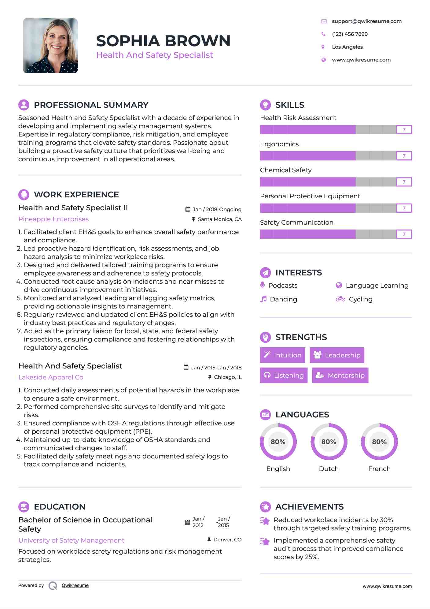 Health And Safety Specialist Resume Samples QwikResume health-and-safety-specialist-resume-samples-qwikresume