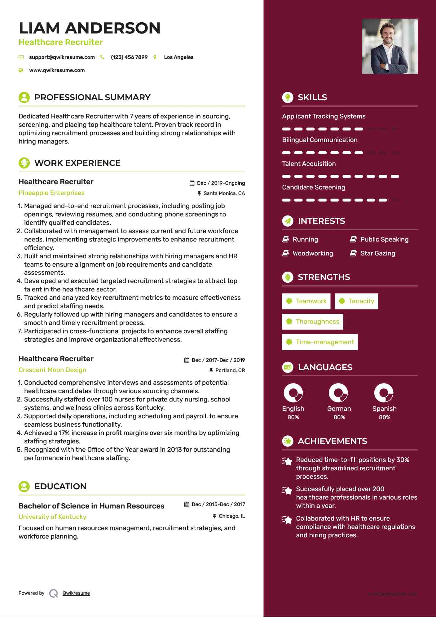 Healthcare Recruiter Resume Samples QwikResume