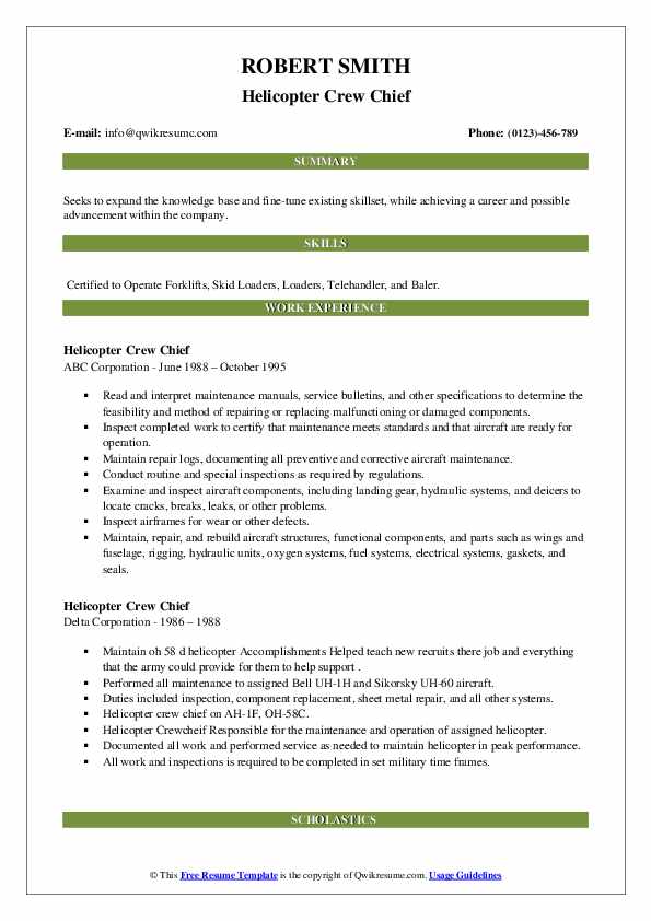 Helicopter Pilot Resume