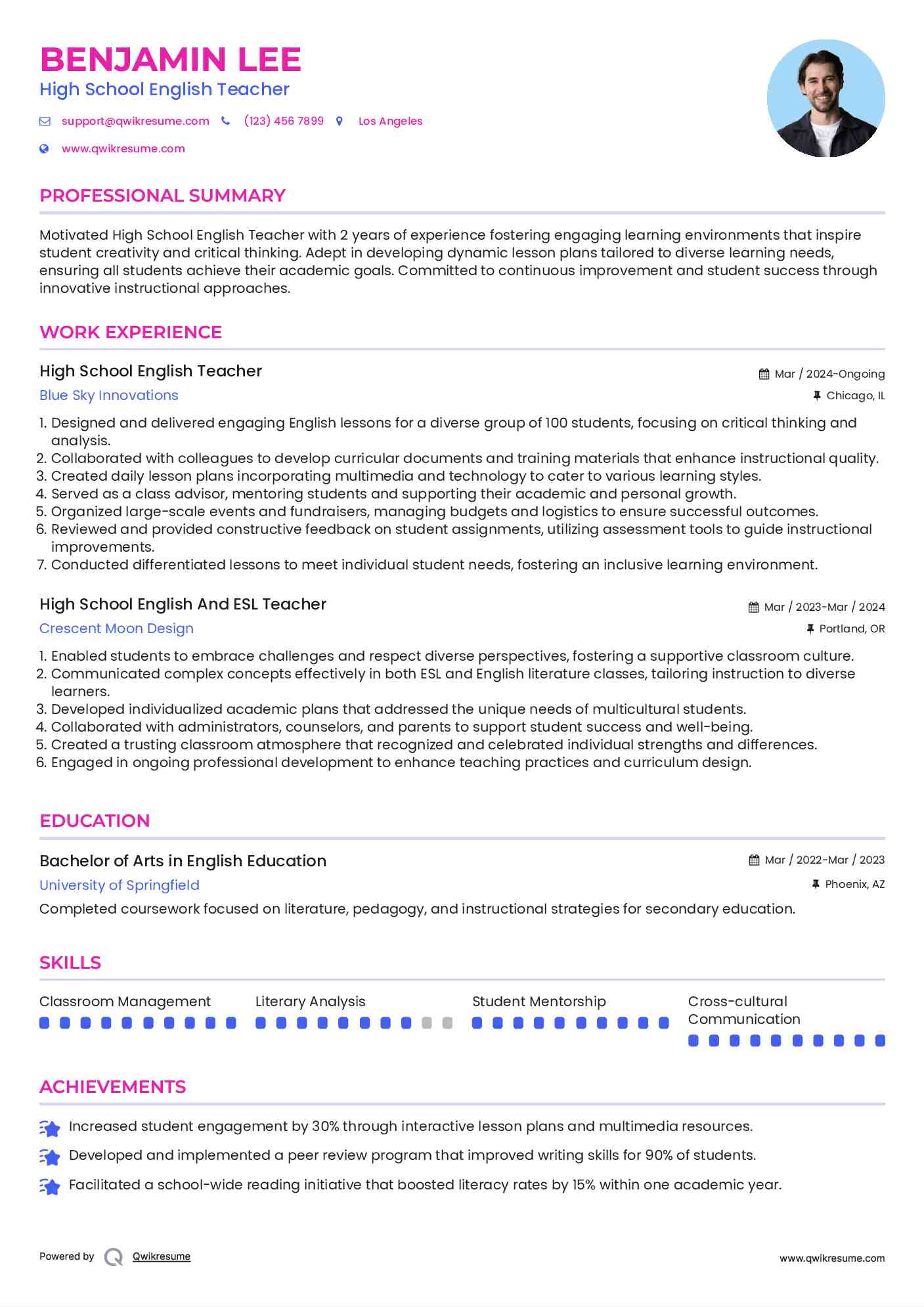 High School English Teacher Resume Samples QwikResume High School English Teacher Resume Samples QwikResume