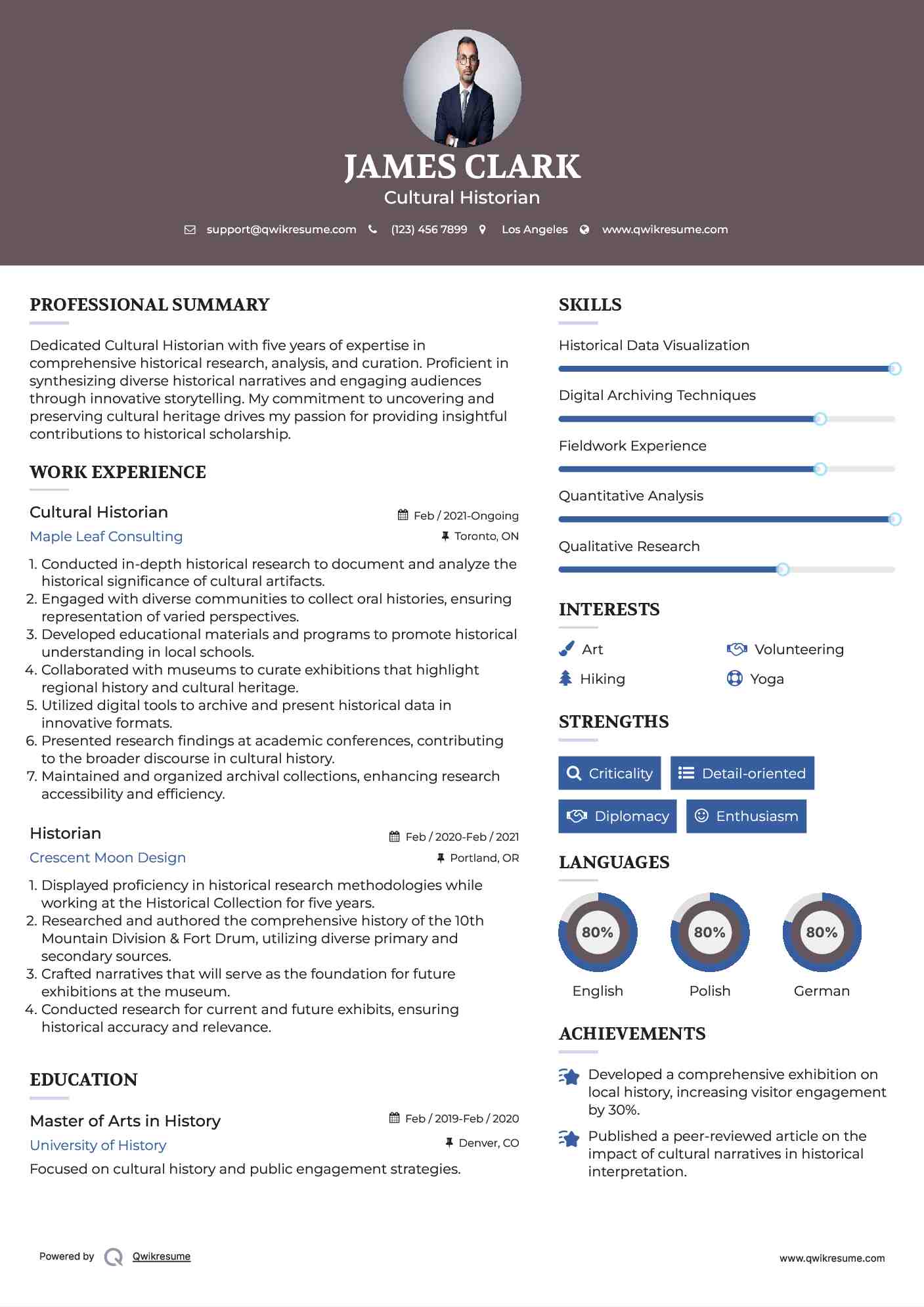 10+ Historian Resume Samples & Templates for 2025