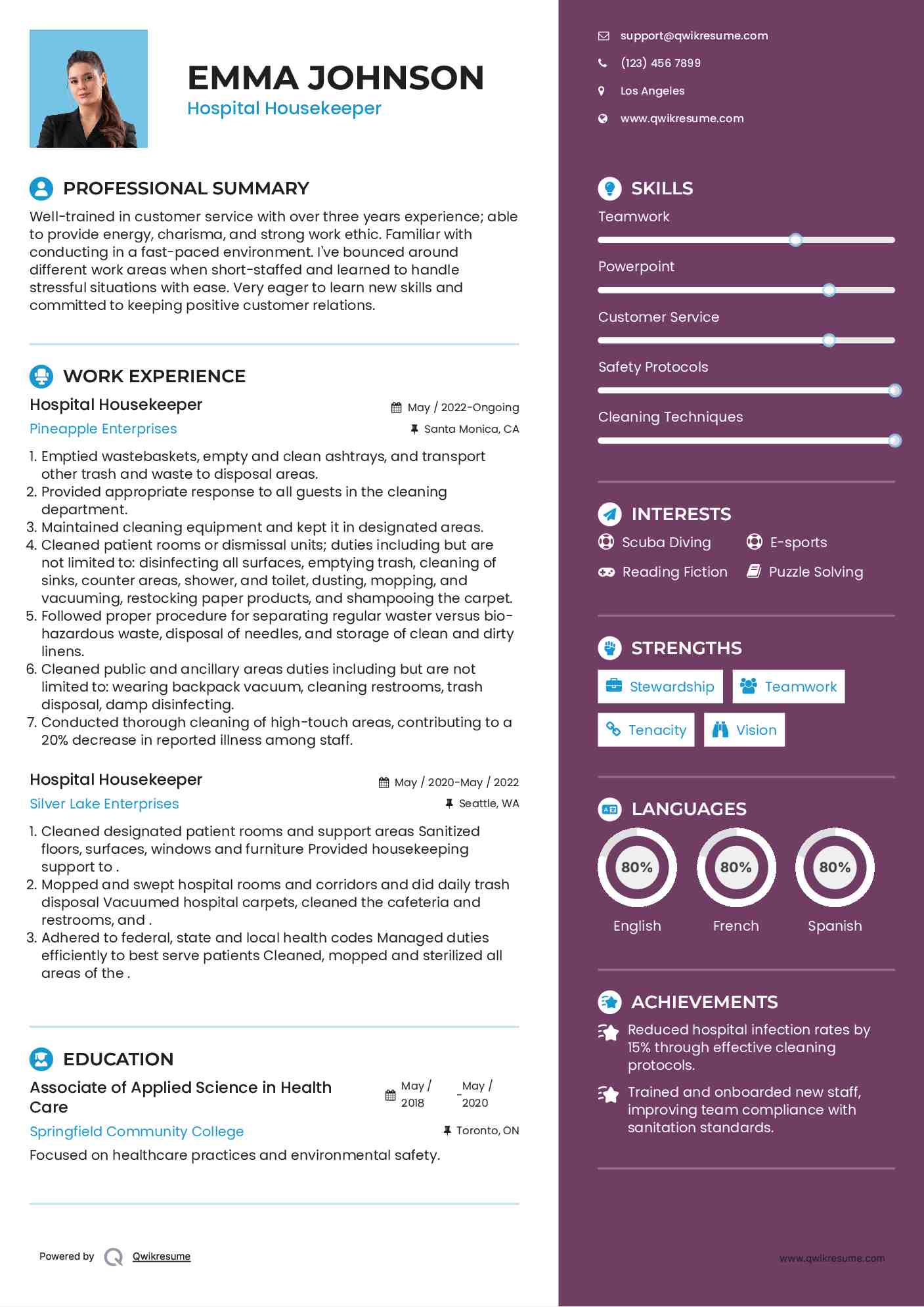Sample Resume Hospital Housekeeping Sutajoyod