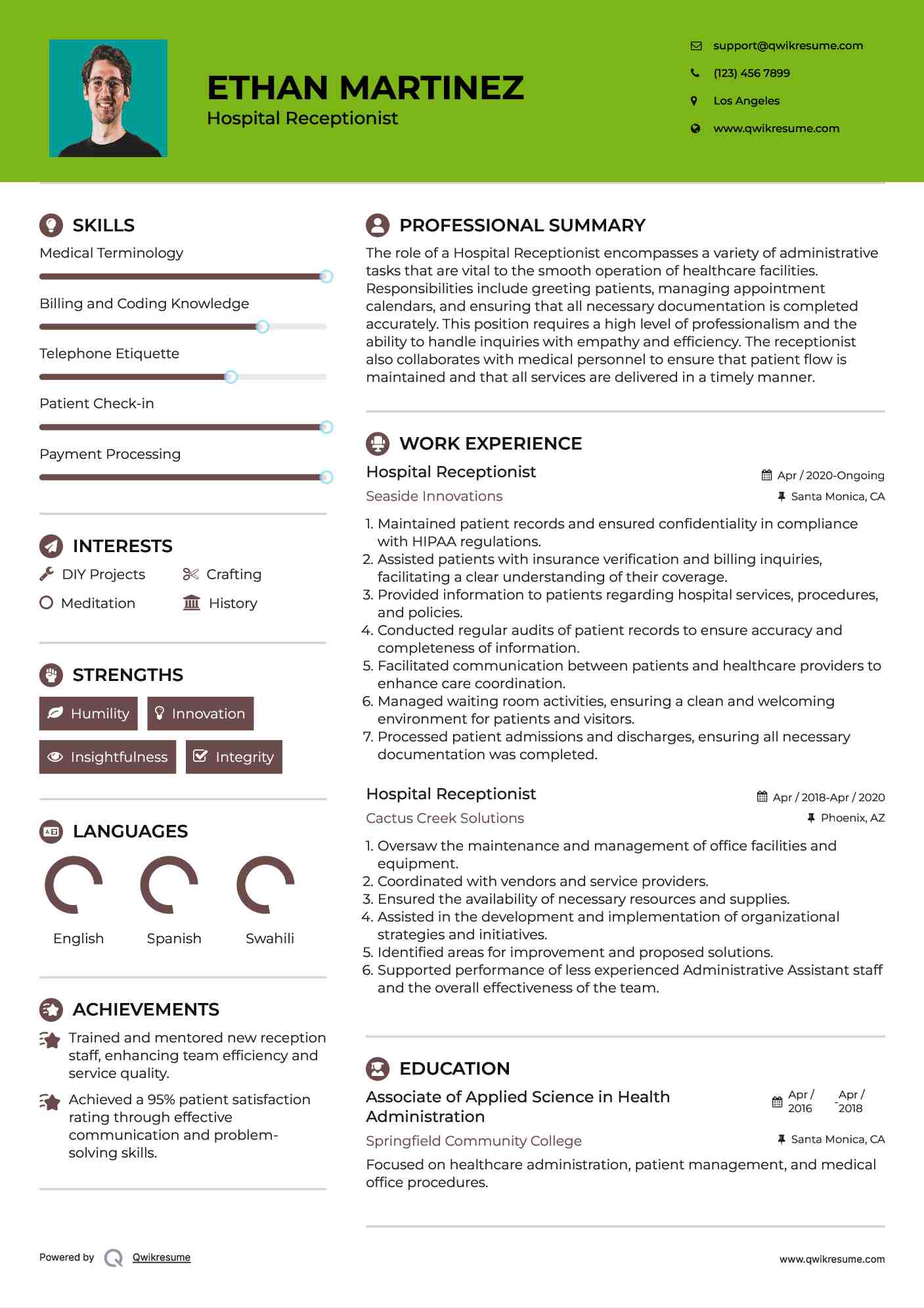 10+ Hospital Receptionist Resume Samples & Templates For 2025