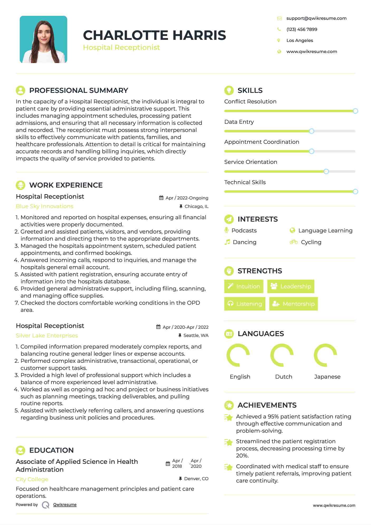 10+ Hospital Receptionist Resume Samples & Templates For 2025