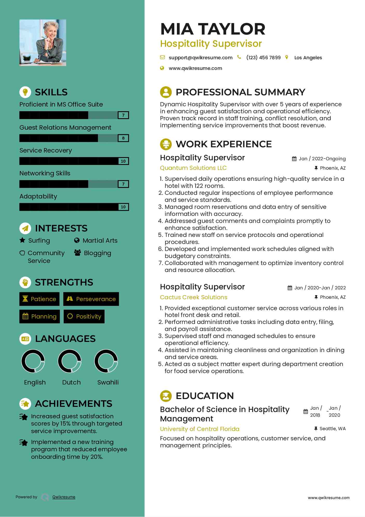 Hospitality Supervisor Resume Samples QwikResume hospitality-supervisor-resume-samples-qwikresume