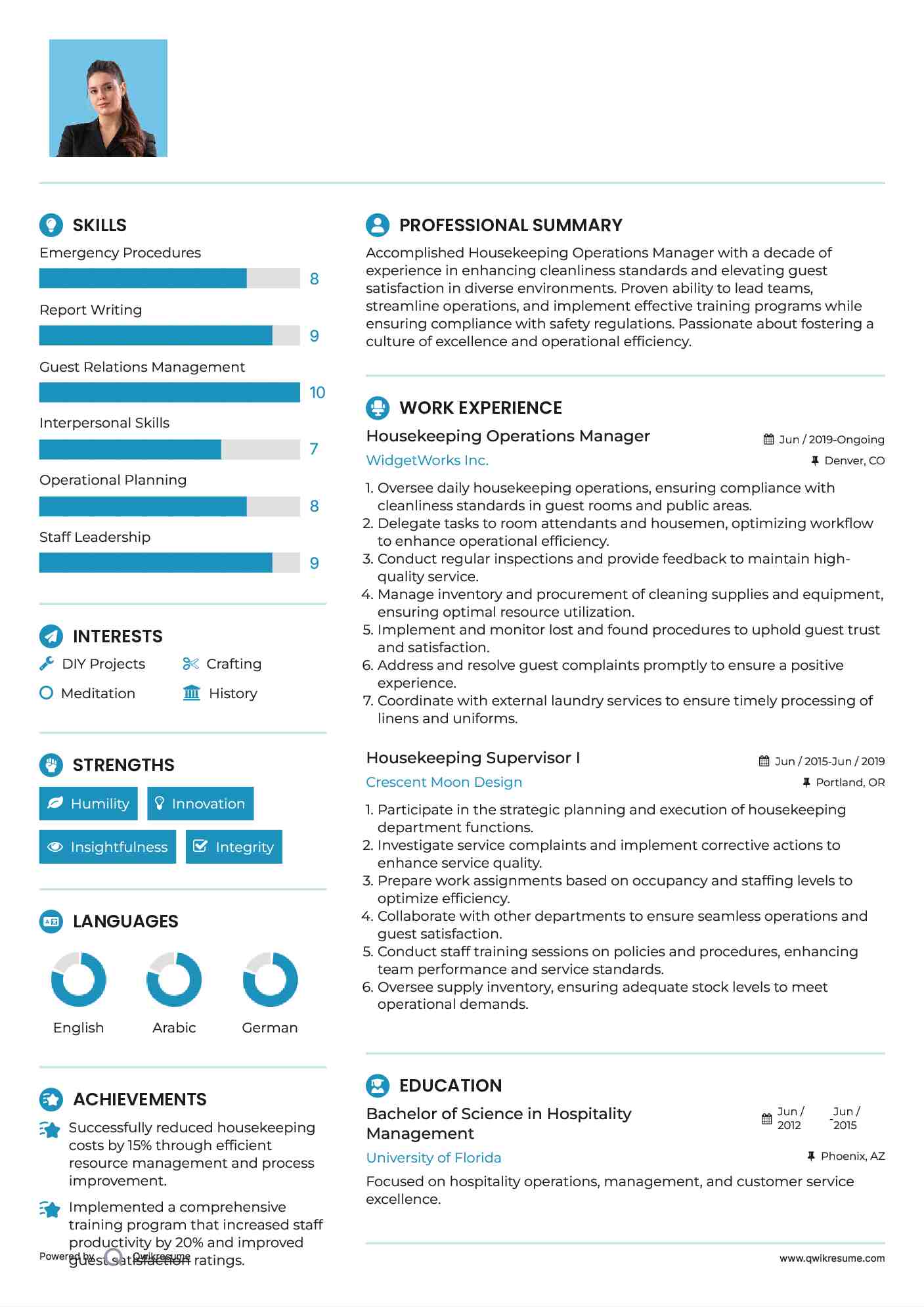 Housekeeping Supervisor Resume Samples QwikResume