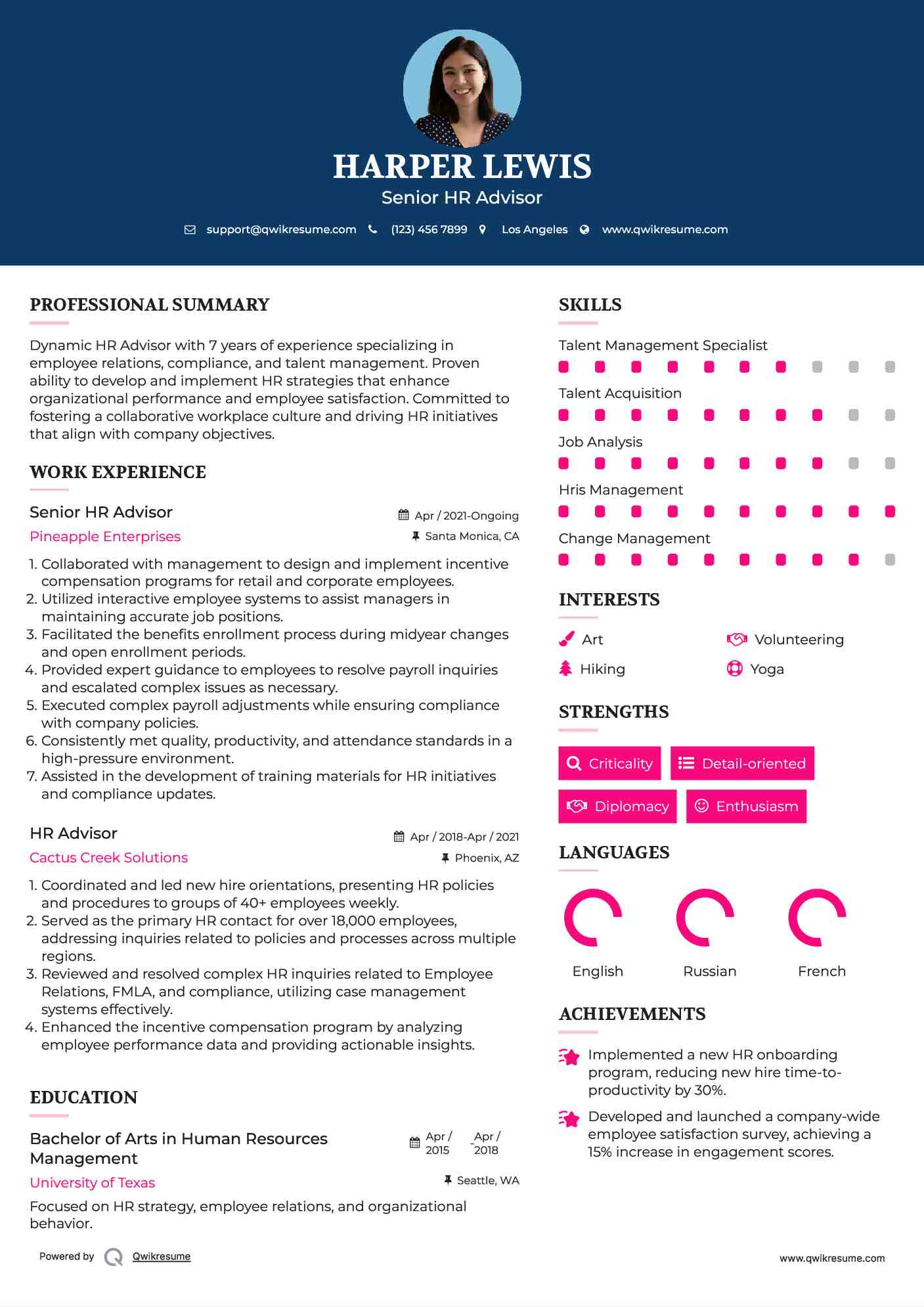 Hr Advisor Cv Sample Myperfectcv Riset