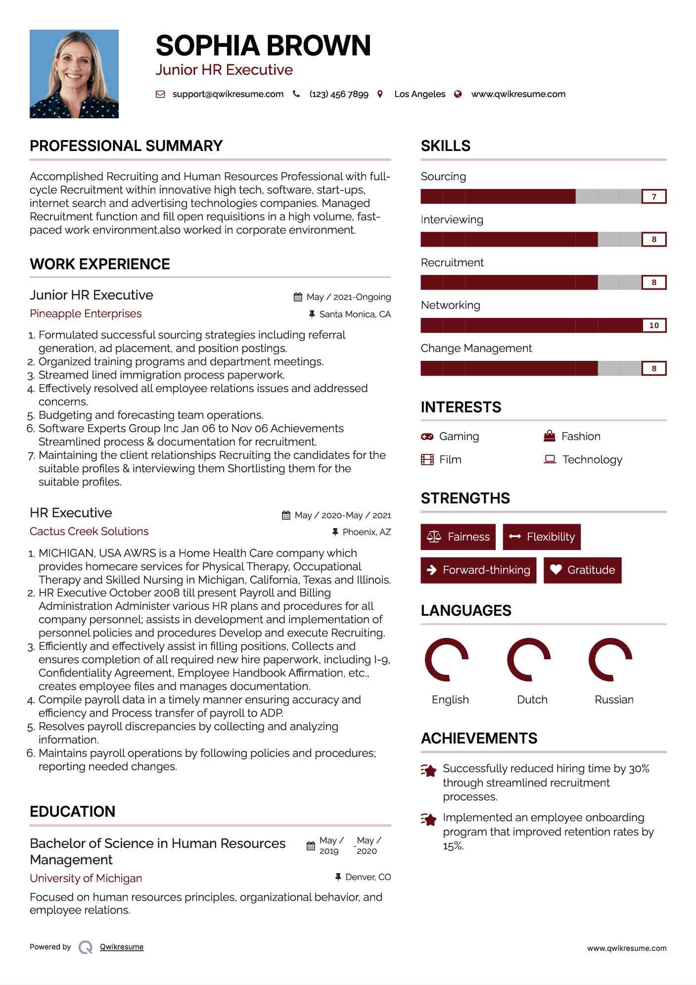 HR Executive Resume Samples QwikResume