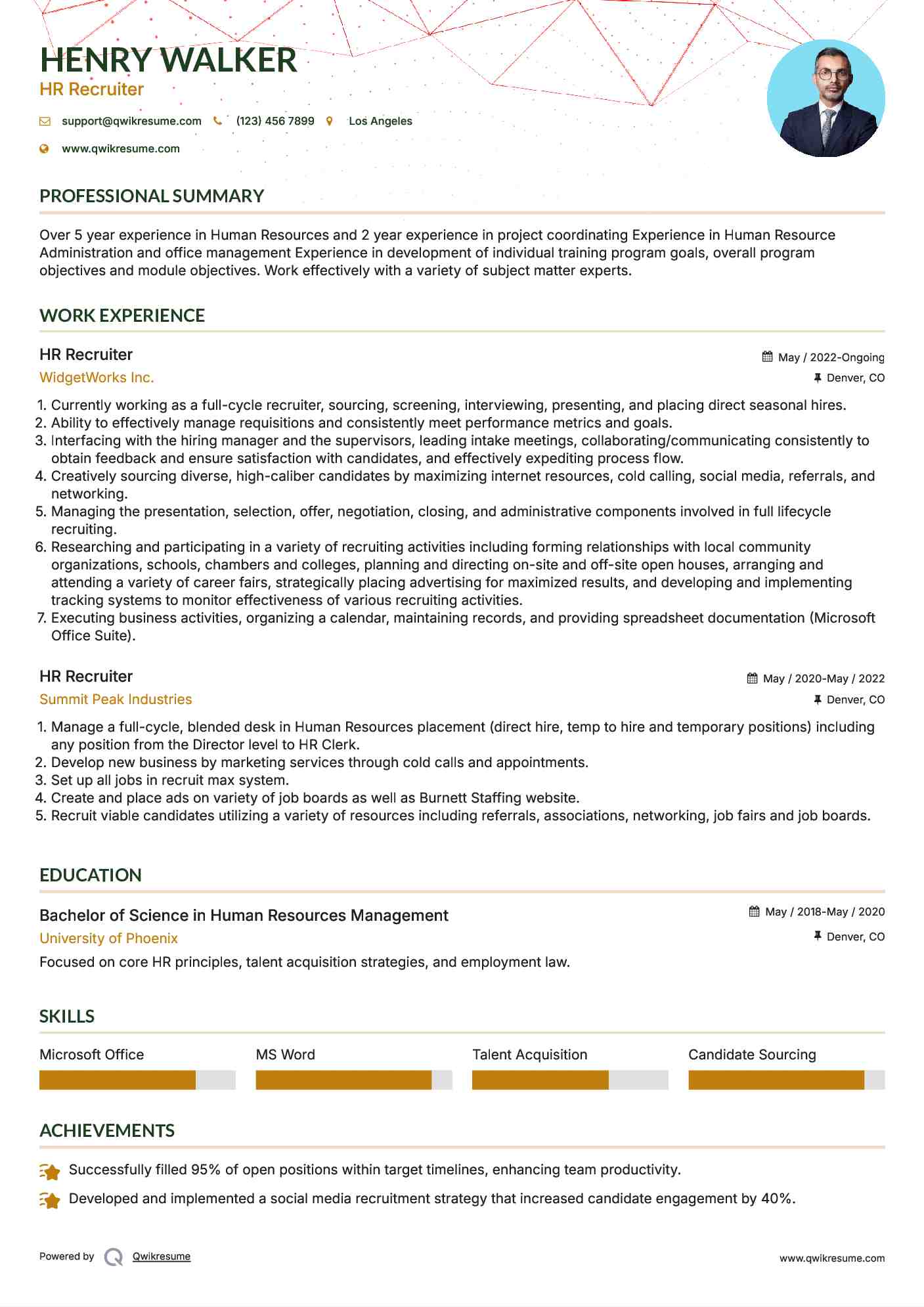 HR Recruiter Resume Samples QwikResume