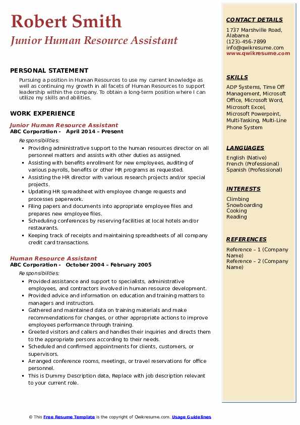 Human Resource Assistant Resume Samples QwikResume