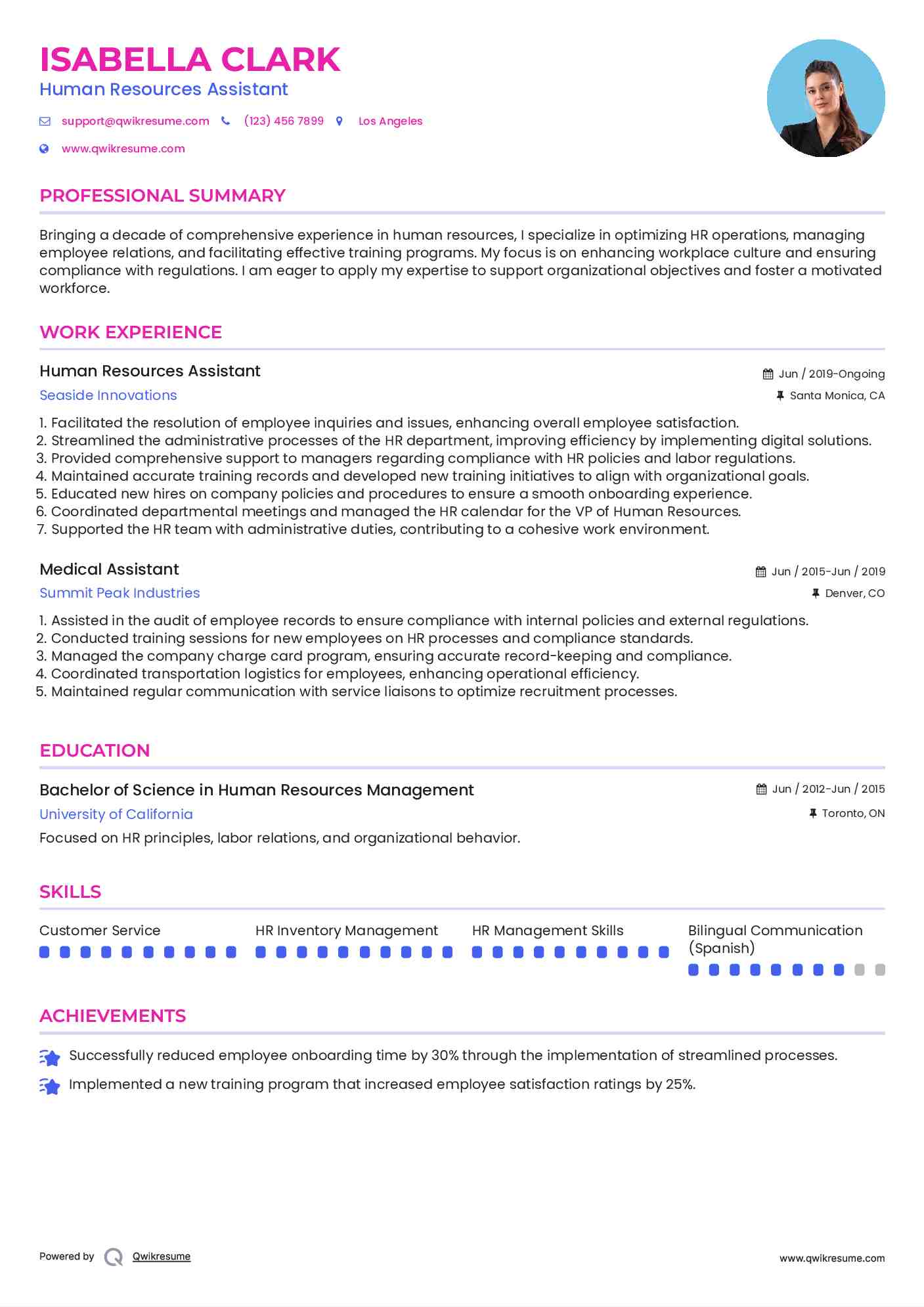 Human Resources Assistant Resume Samples QwikResume