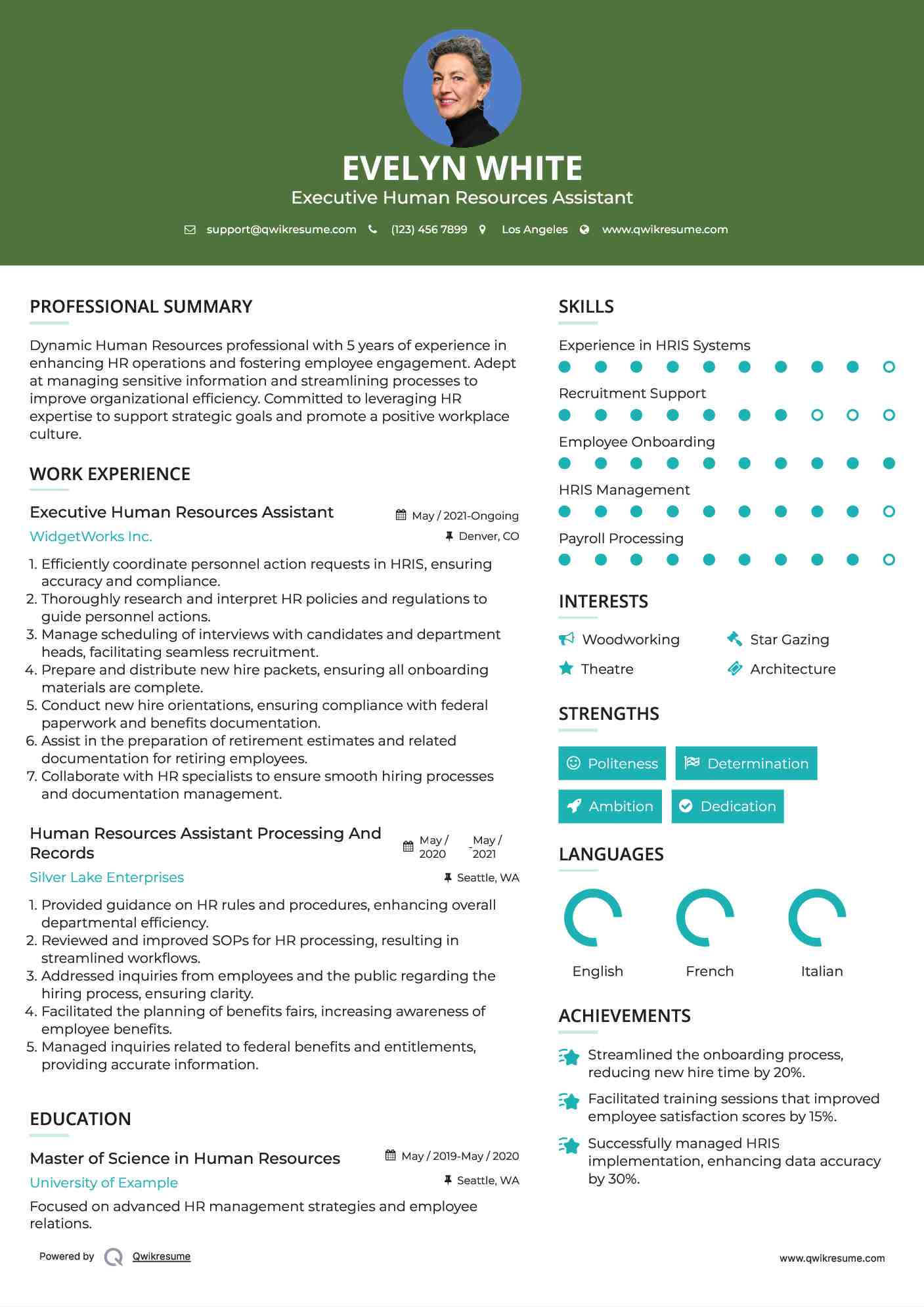 Human Resources Assistant Resume Samples QwikResume