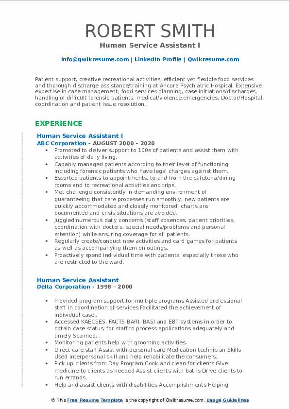 Human Service Worker Sample Resume