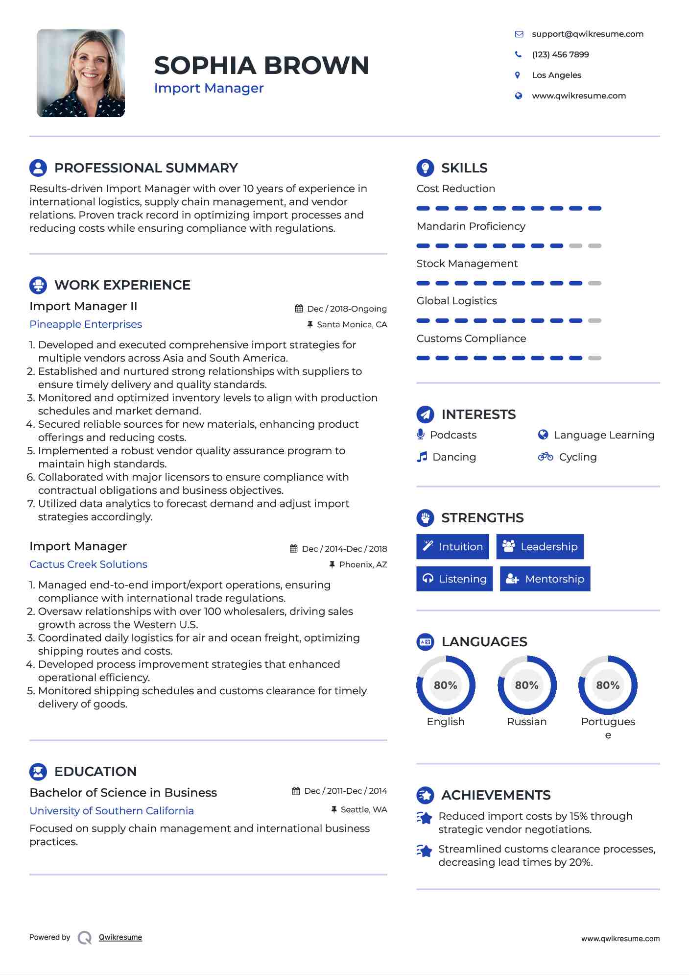 10+ Import Manager Resume Samples & Templates for 2025