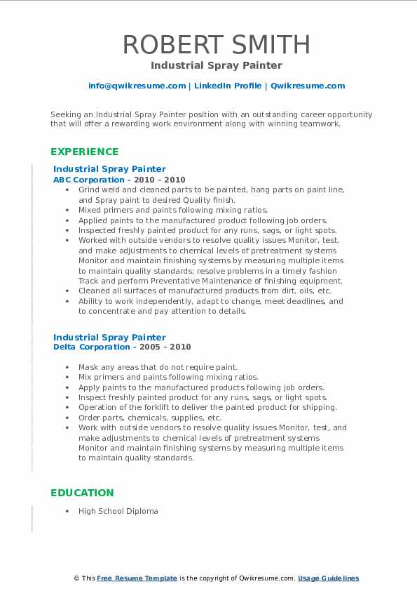 Industrial Painting Resume