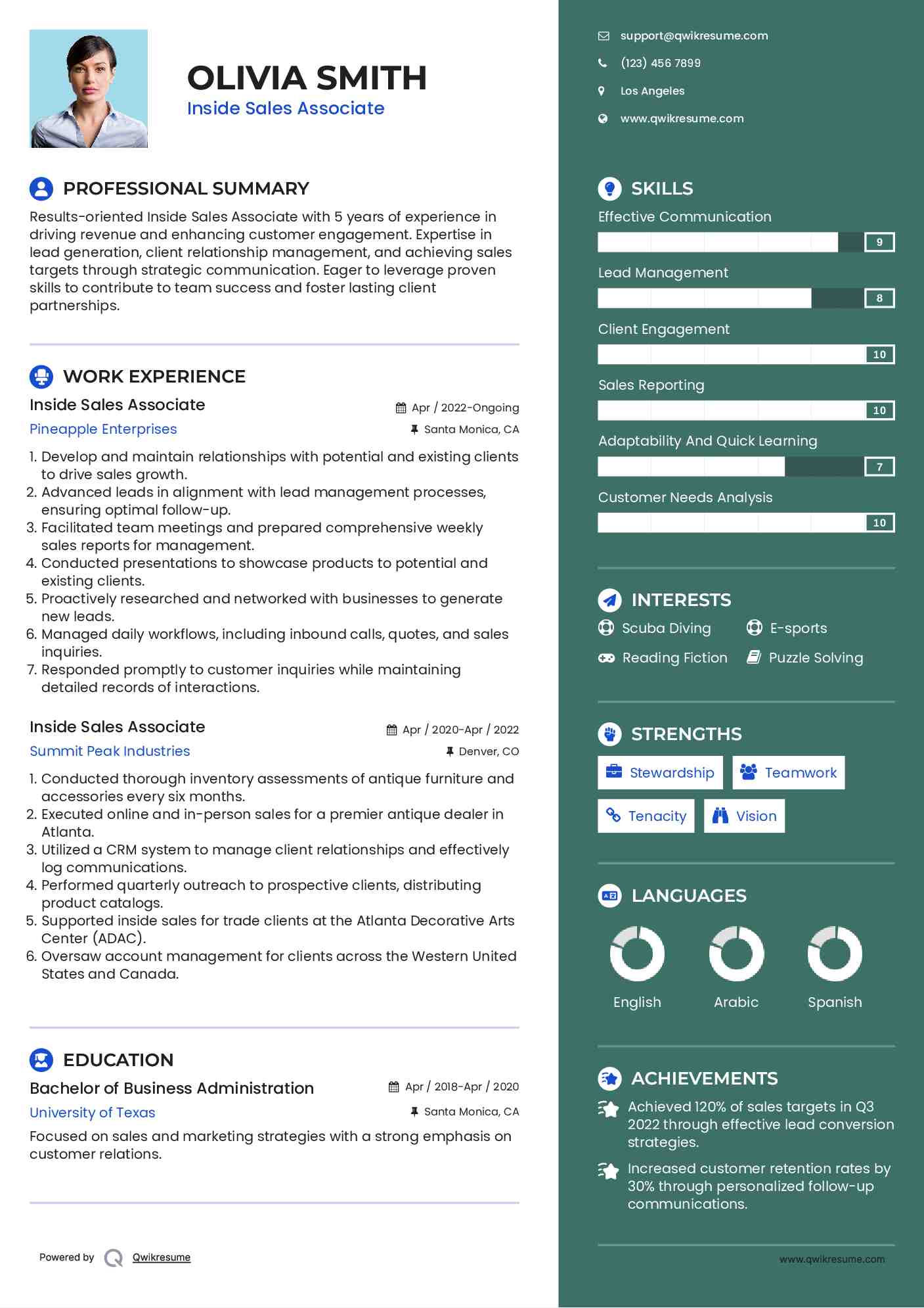 inside-sales-associate-resume-samples-qwikresume