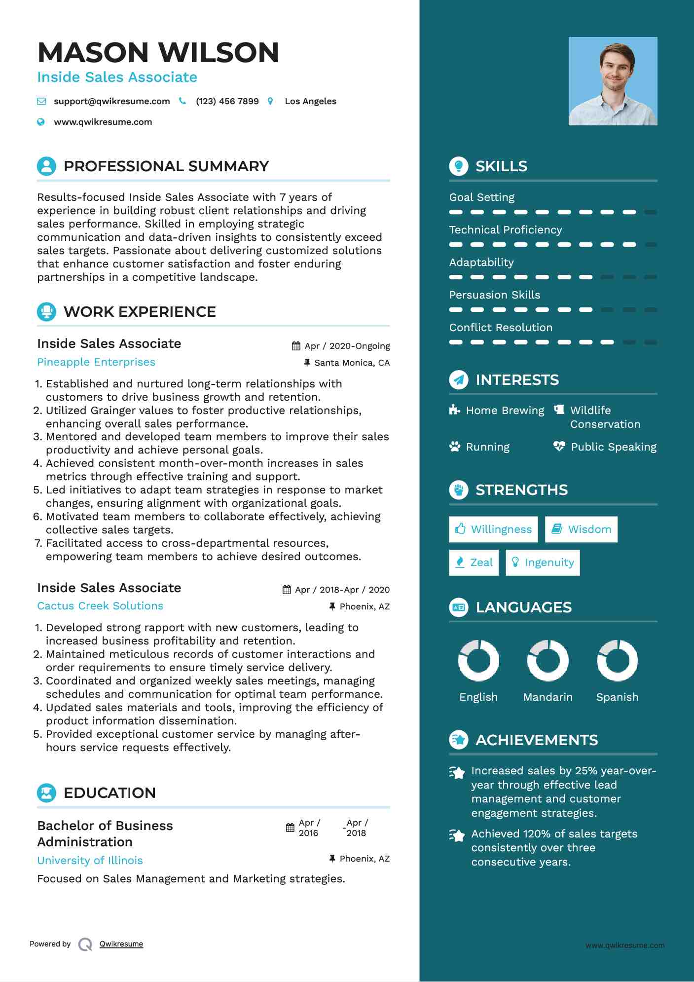 Inside Sales Associate Resume Samples QwikResume