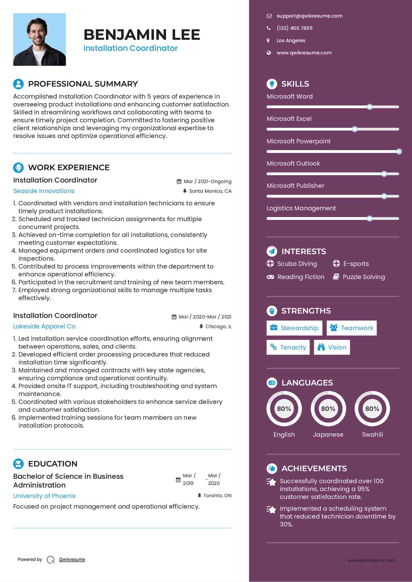 10 Installation Coordinator Resume Samples And Templates For 2025