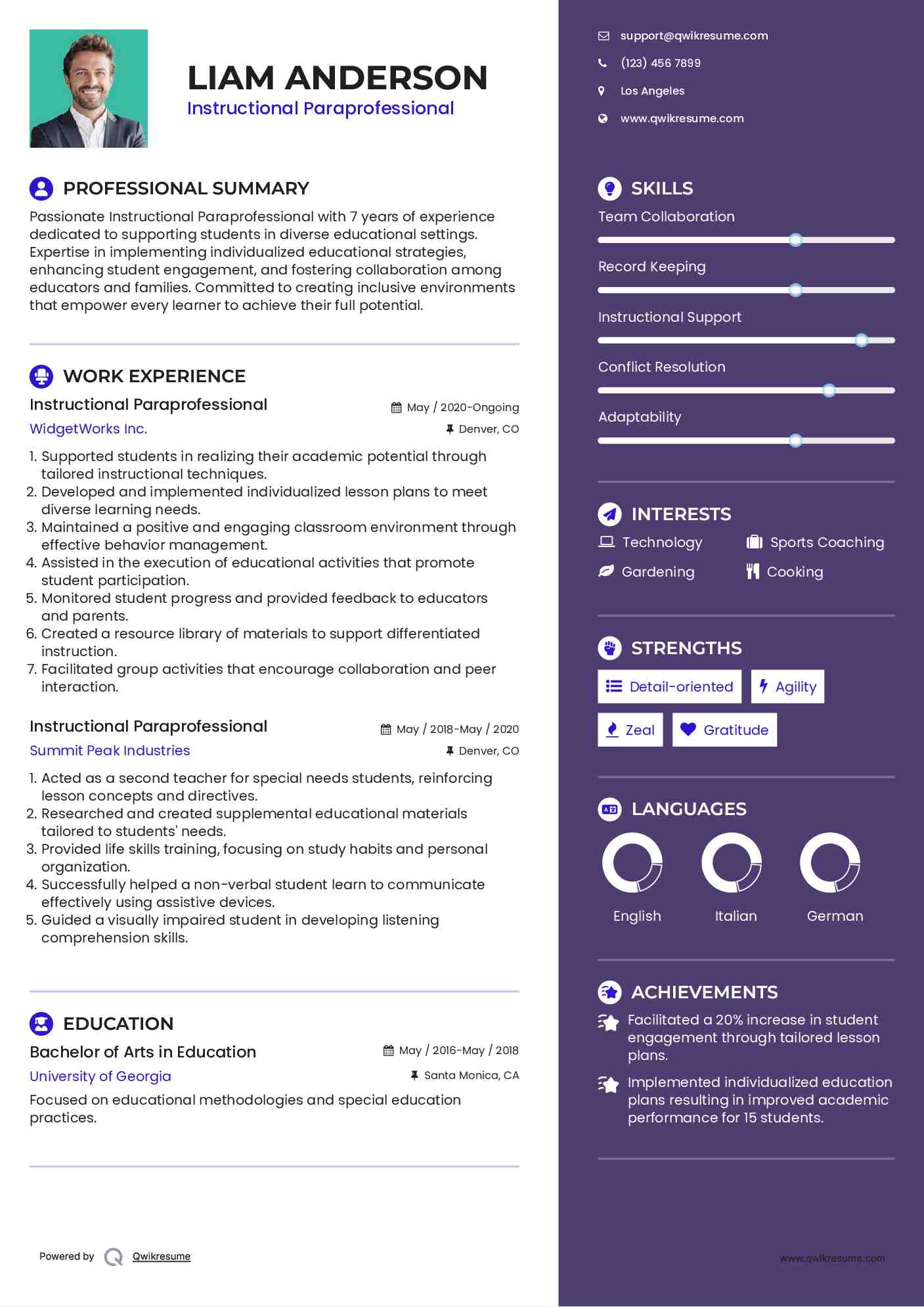 Instructional Paraprofessional Resume Samples QwikResume Instructional Paraprofessional Resume Samples QwikResume
