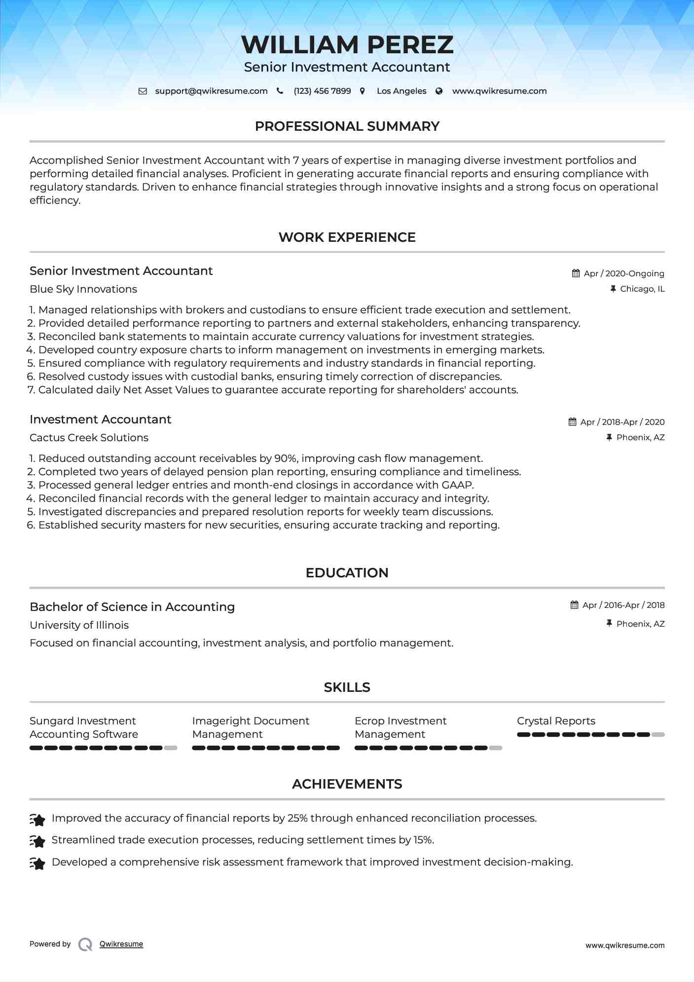 10+ Investment Accountant Resume Samples & Templates For 2025