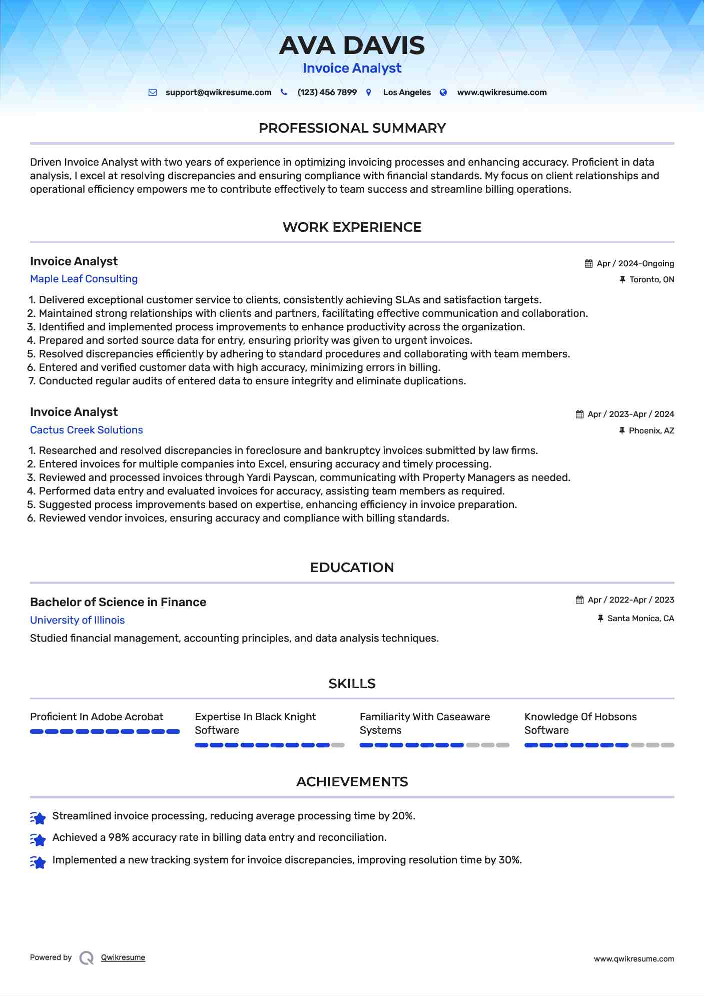10+ Billing Analyst Resume Samples & Templates for 2025