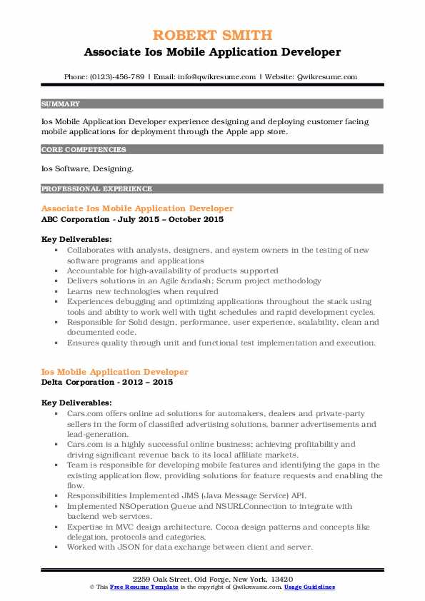 Senior Mobile Developer Resume Samples Qwikresume Junior Flutter