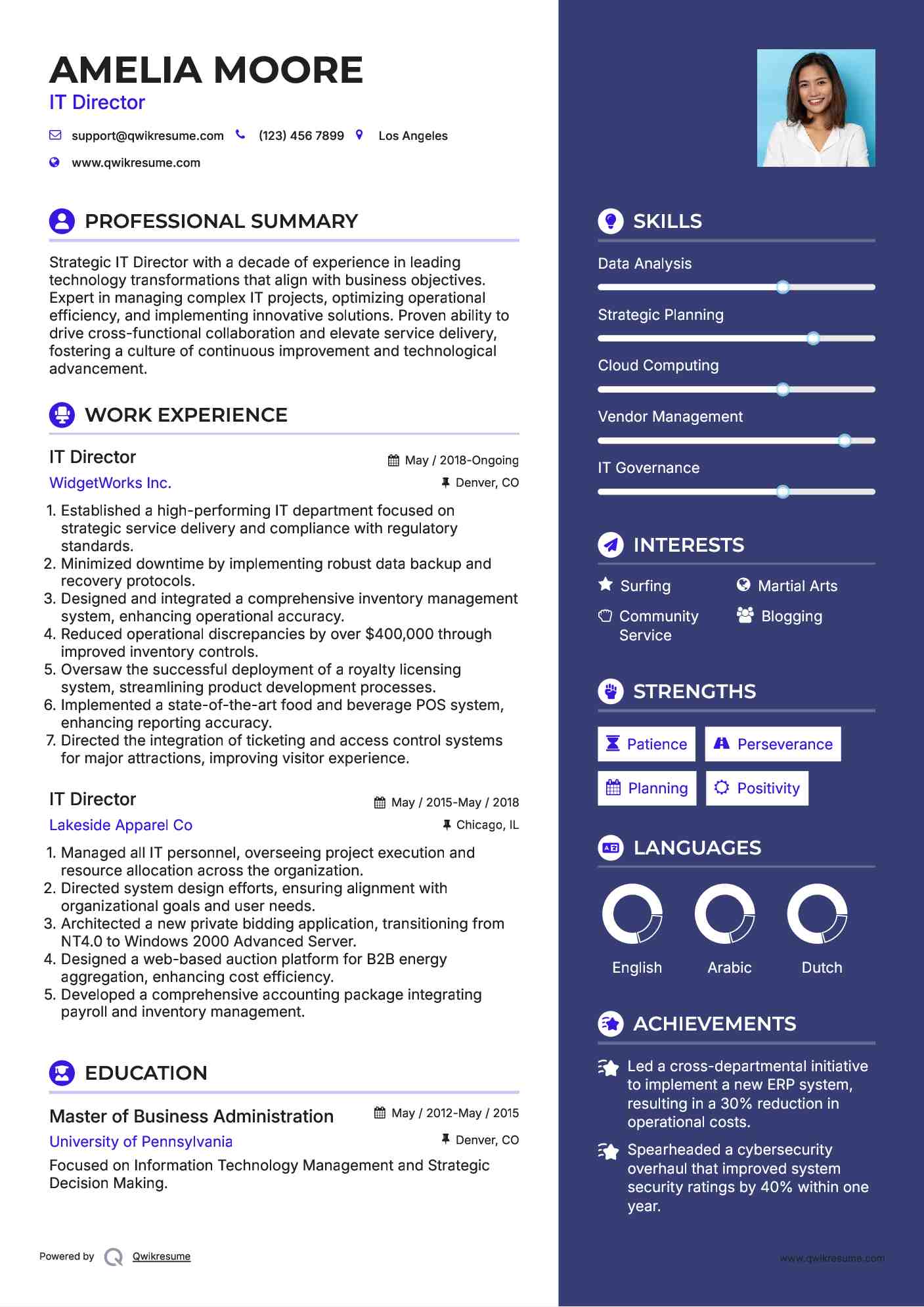 IT Director Resume Samples QwikResume