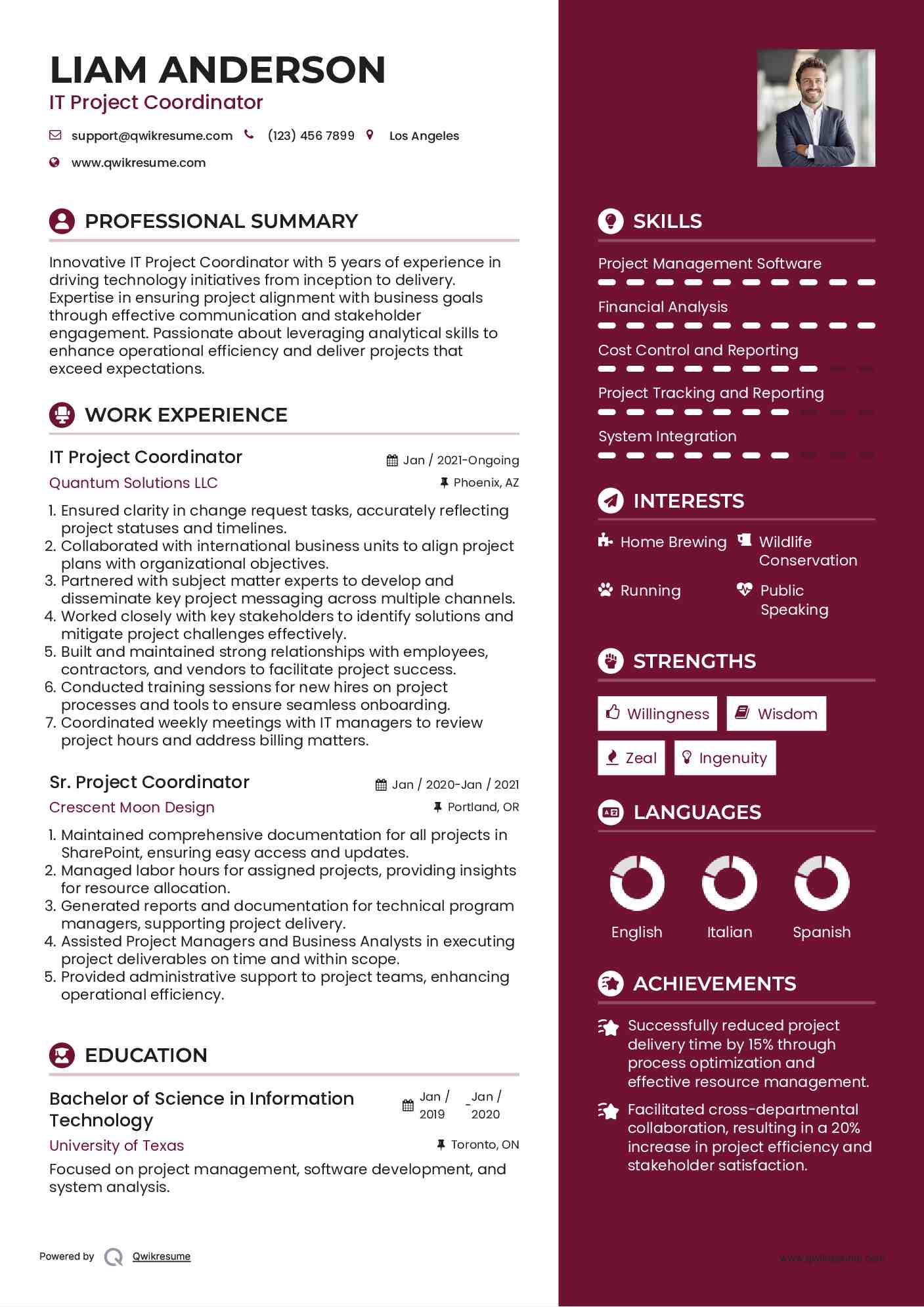 Project Coordinator Skills Resume